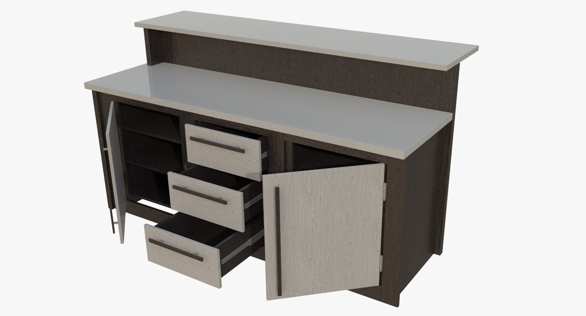 Interactive Kitchen Bar Counter 3d Obj