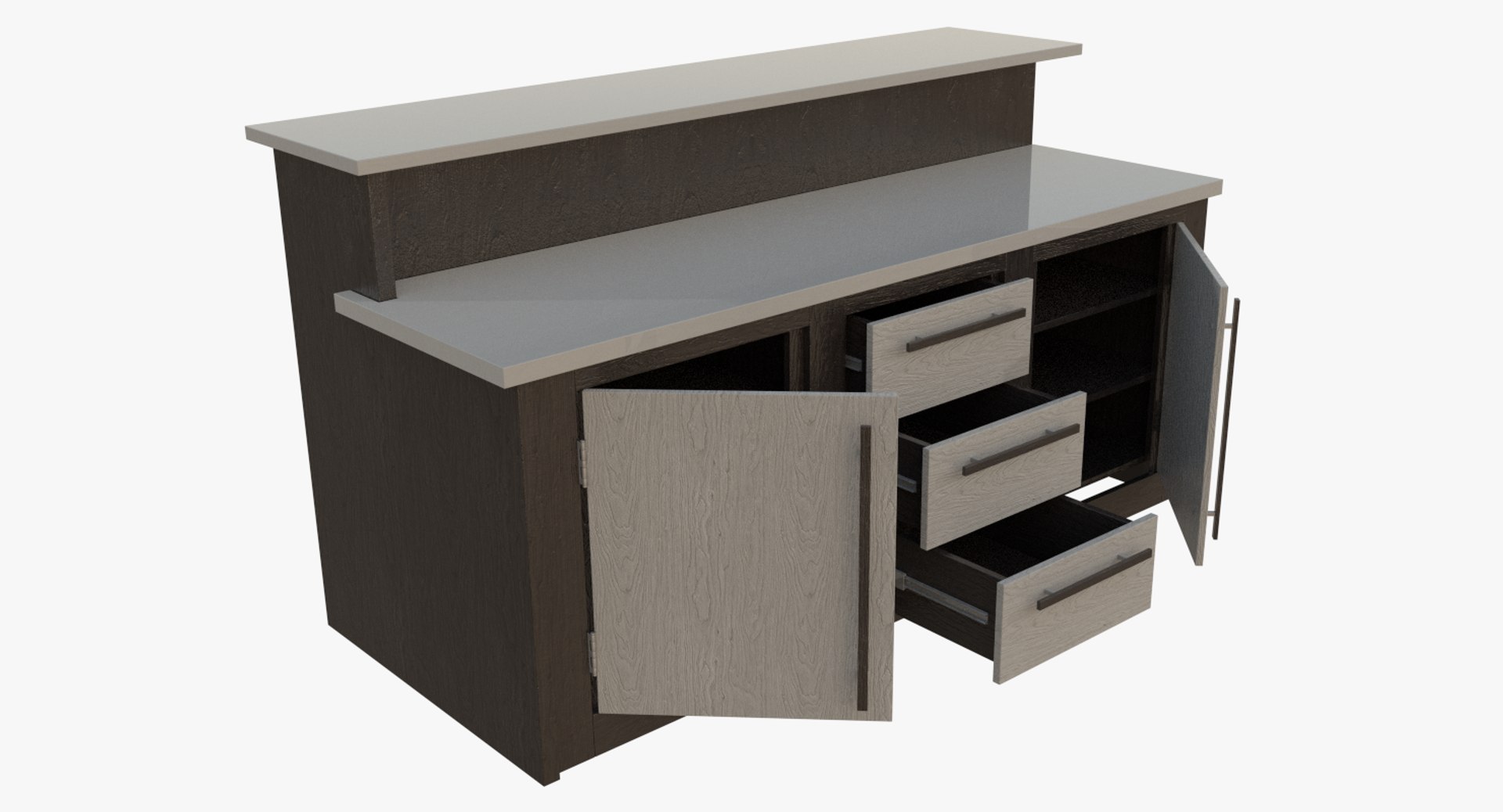 Interactive Kitchen Bar Counter 3d Obj