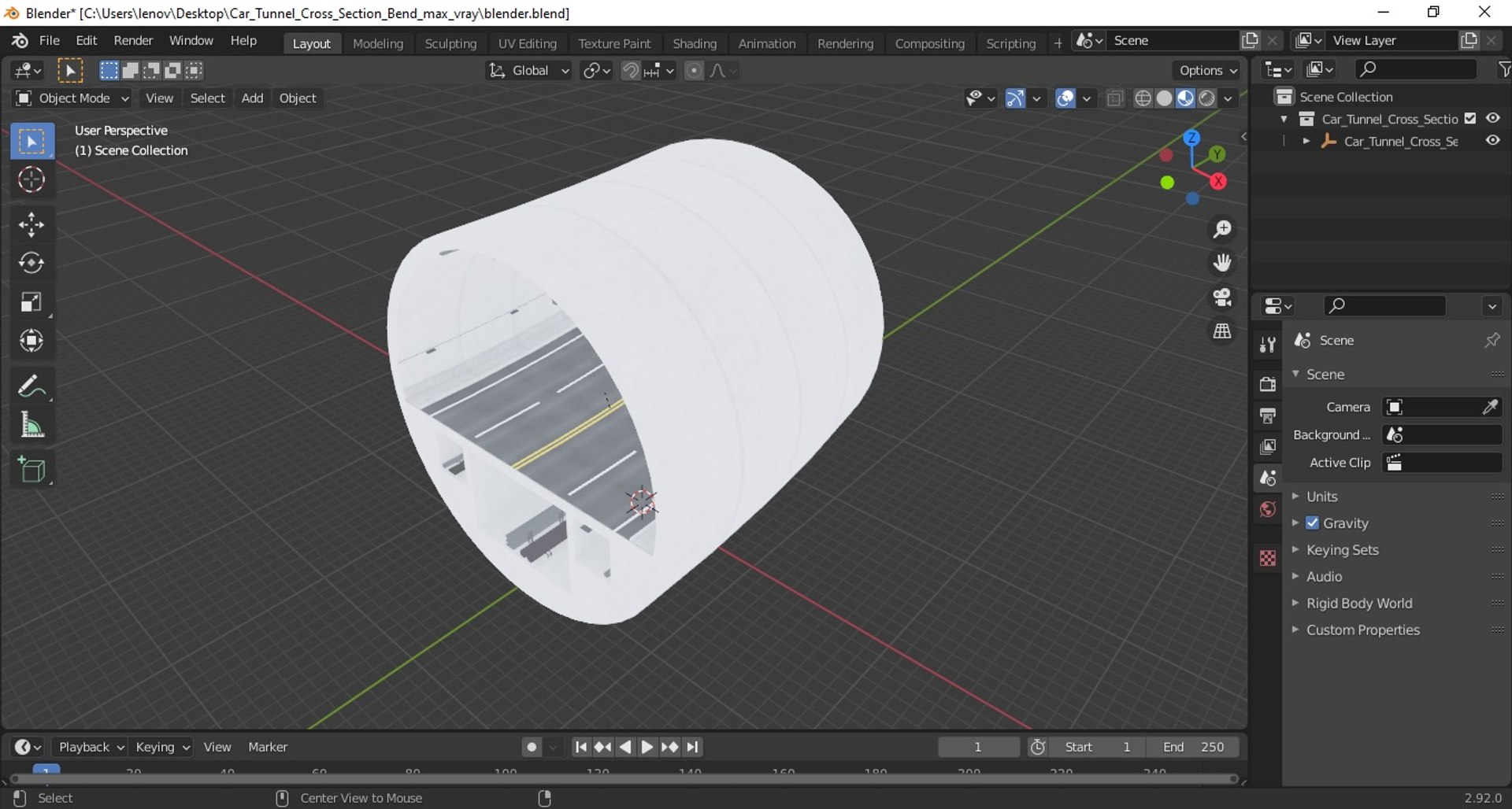 3D Car Tunnel Cross Section Bend Model - TurboSquid 2274917