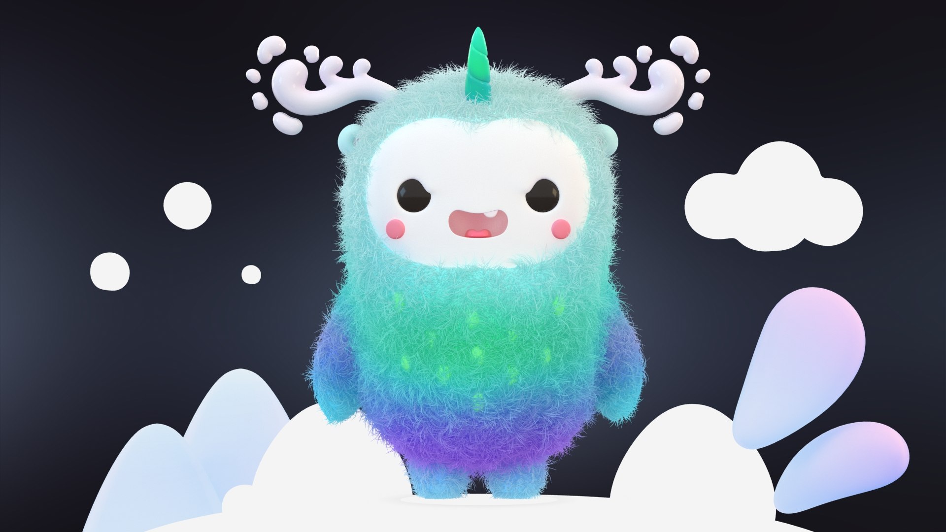 Cute cartoon monster fur 3D model - TurboSquid 1633686