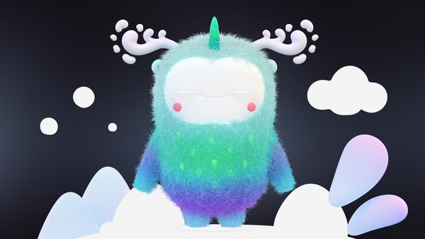 Cute cartoon monster fur 3D model - TurboSquid 1633686