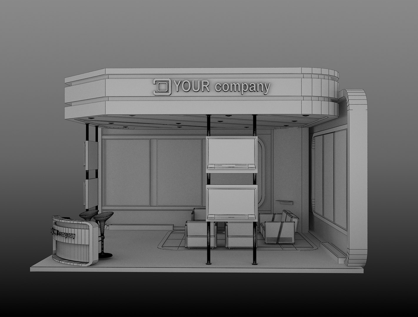 3D Model Booth Exhibition Stand A555b - TurboSquid 1820997