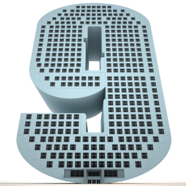 3d model building shape number 9