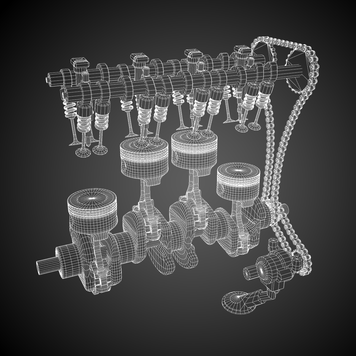 3d model generic 4 cylinder car engine