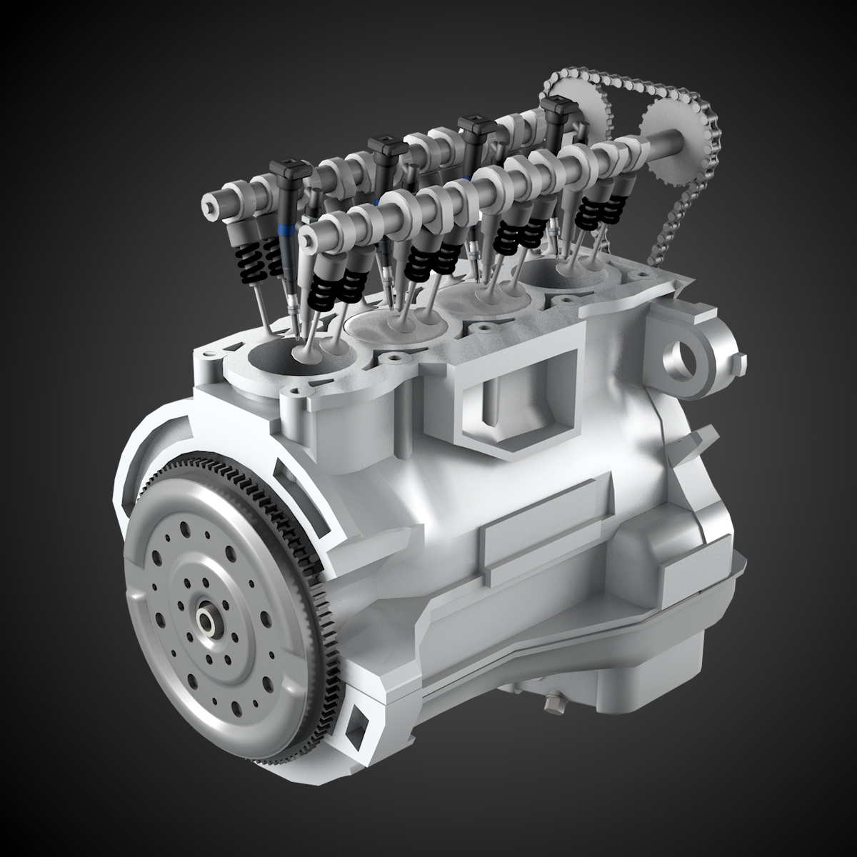 3d model generic 4 cylinder car engine