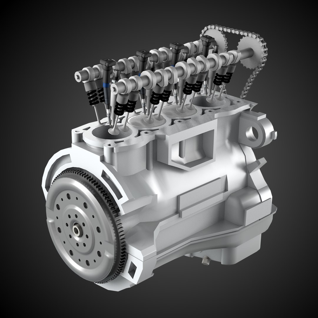 3d Model Generic 4 Cylinder Car Engine