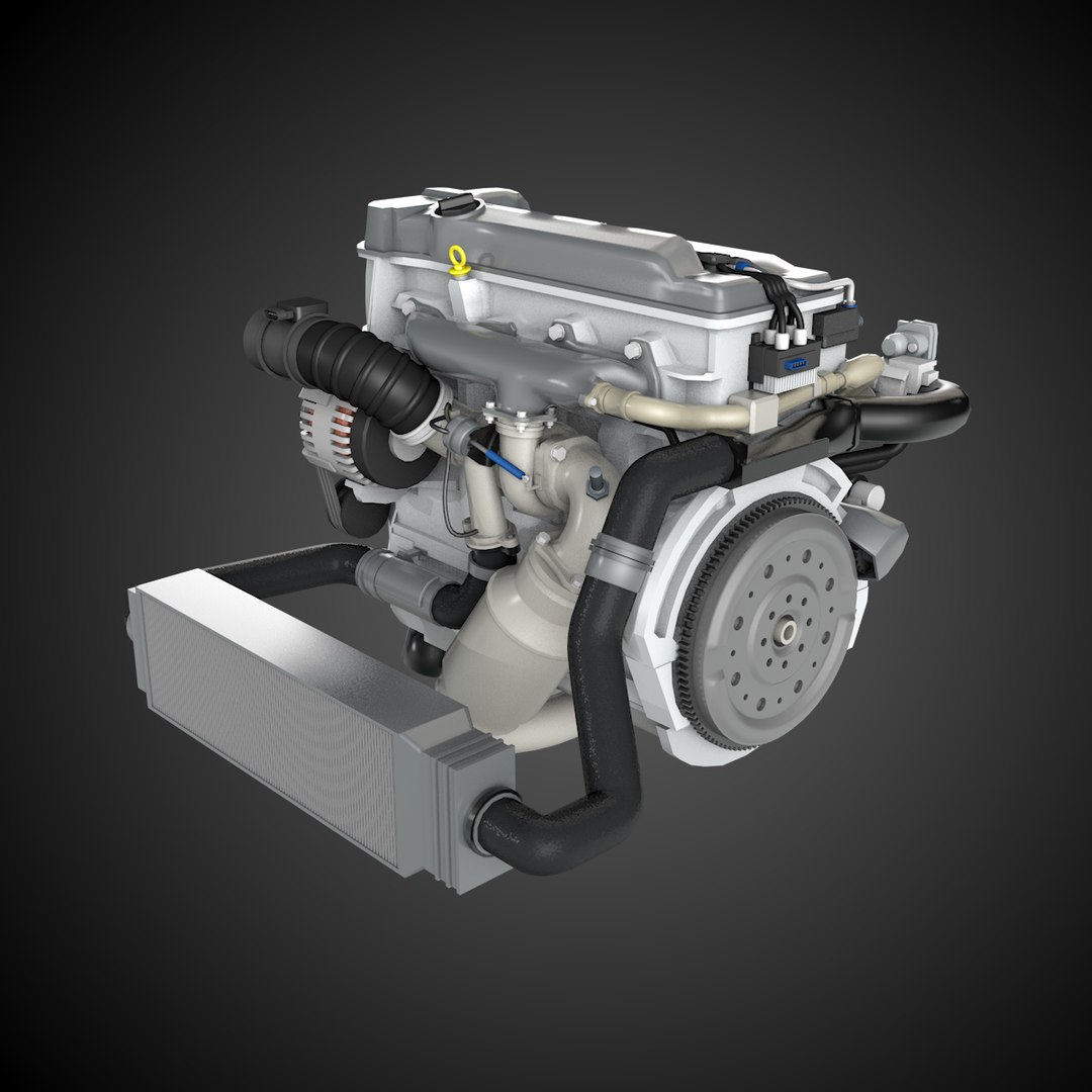 3d Model Generic 4 Cylinder Car Engine