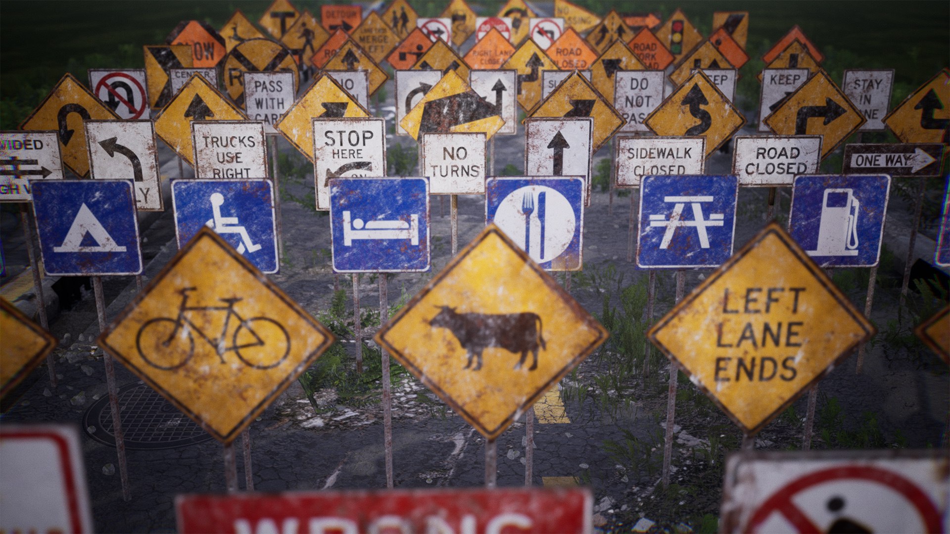 3D US Road Signs Package 120 Assets Model - TurboSquid 2193071