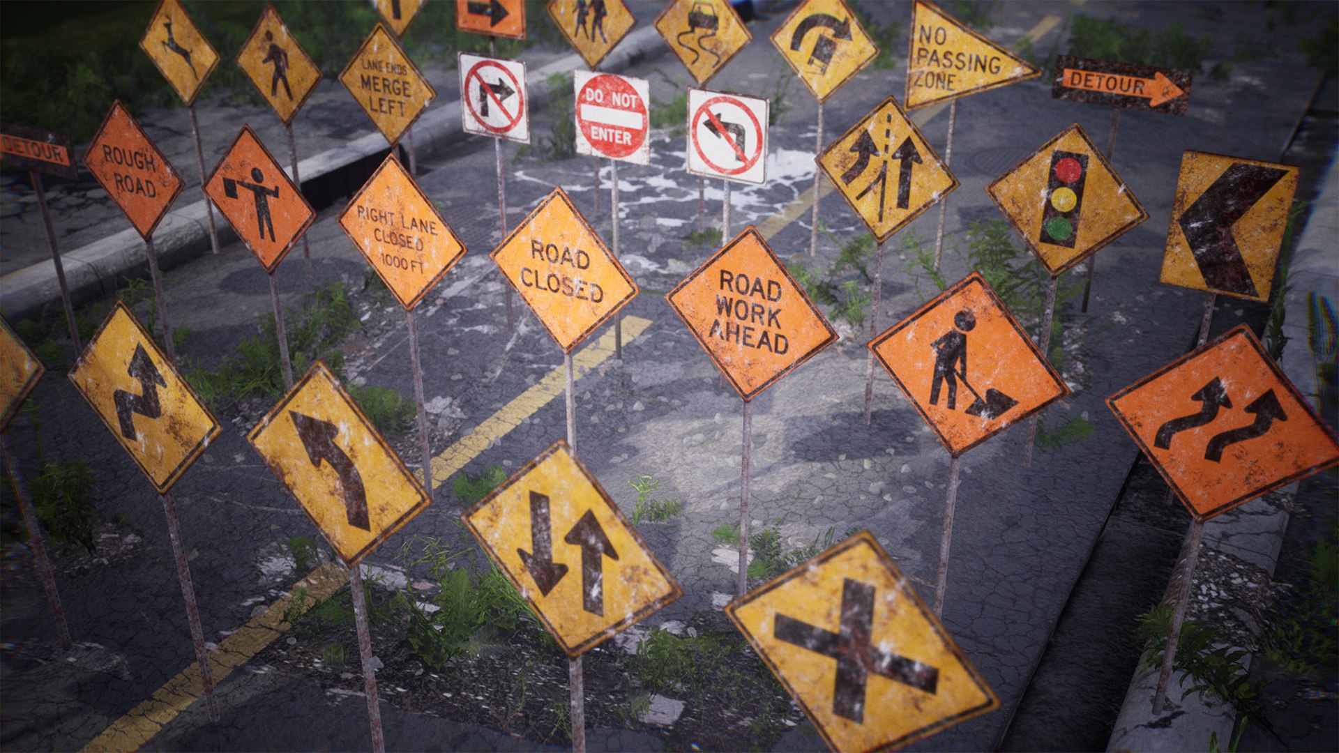 3D US Road Signs Package 120 Assets Model - TurboSquid 2193071