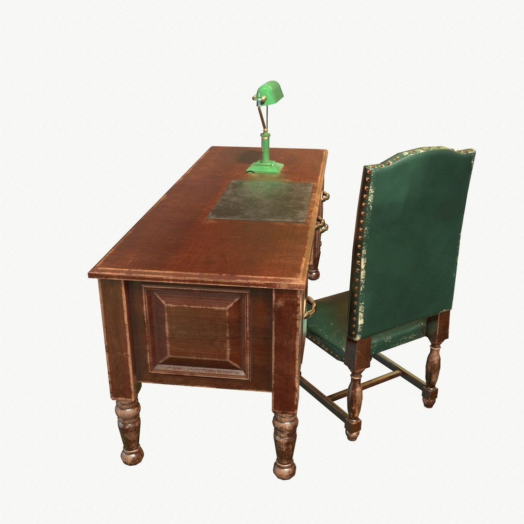 3D Writing Desk Chair Lamp 3D Interior Furniture - TurboSquid 2177246