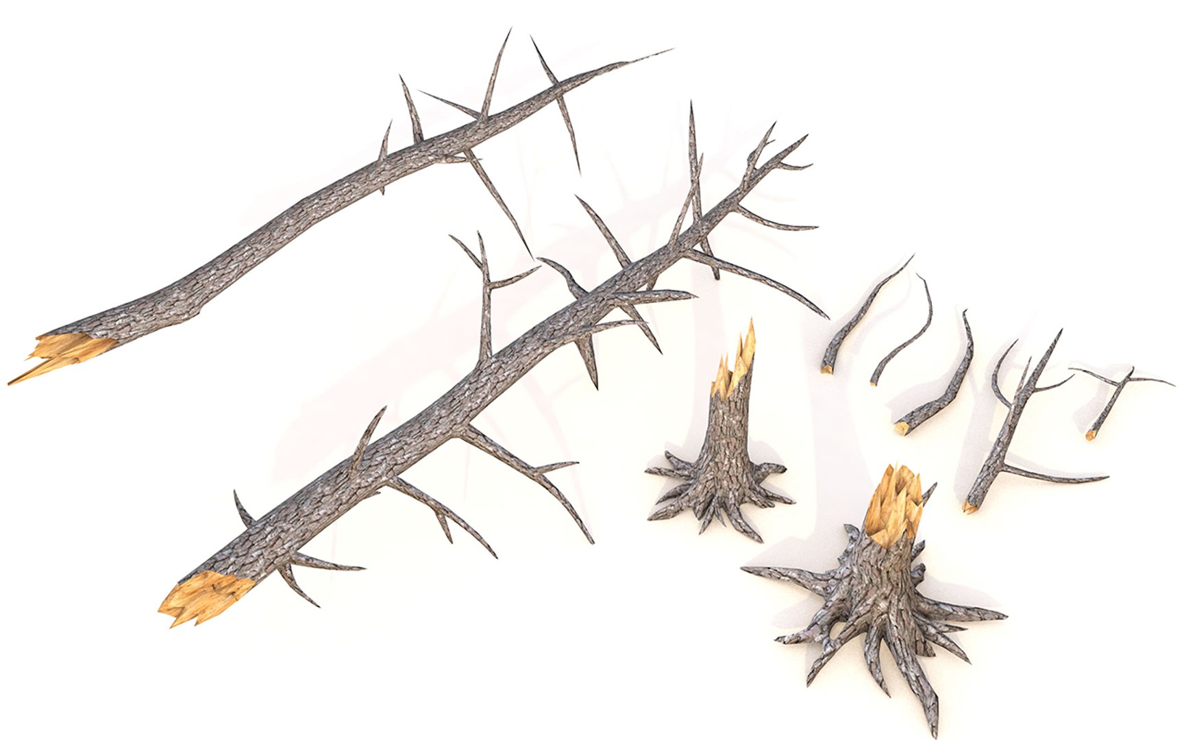 Broken Tree Branches Model - TurboSquid 1513261