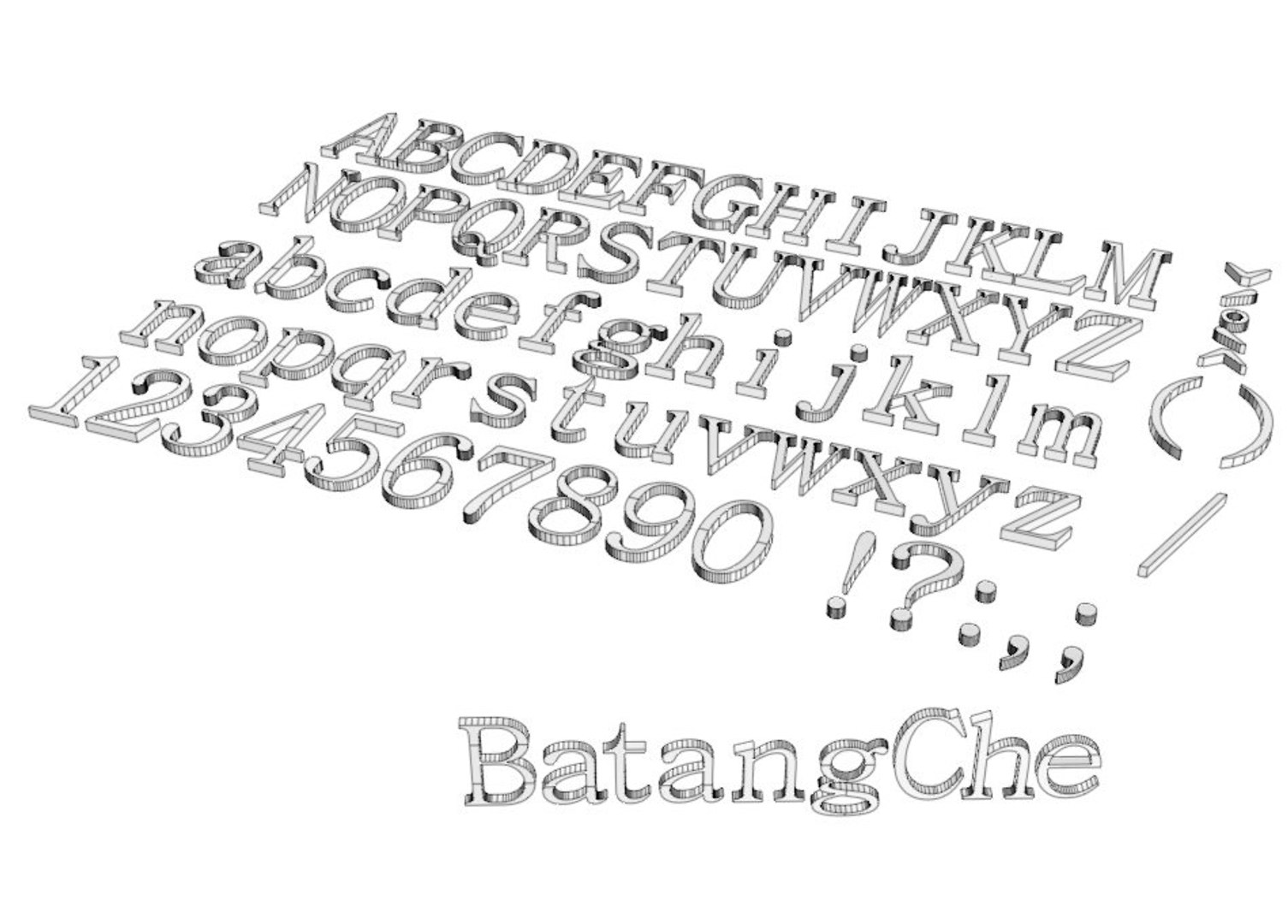Font Batangche 3d 3ds