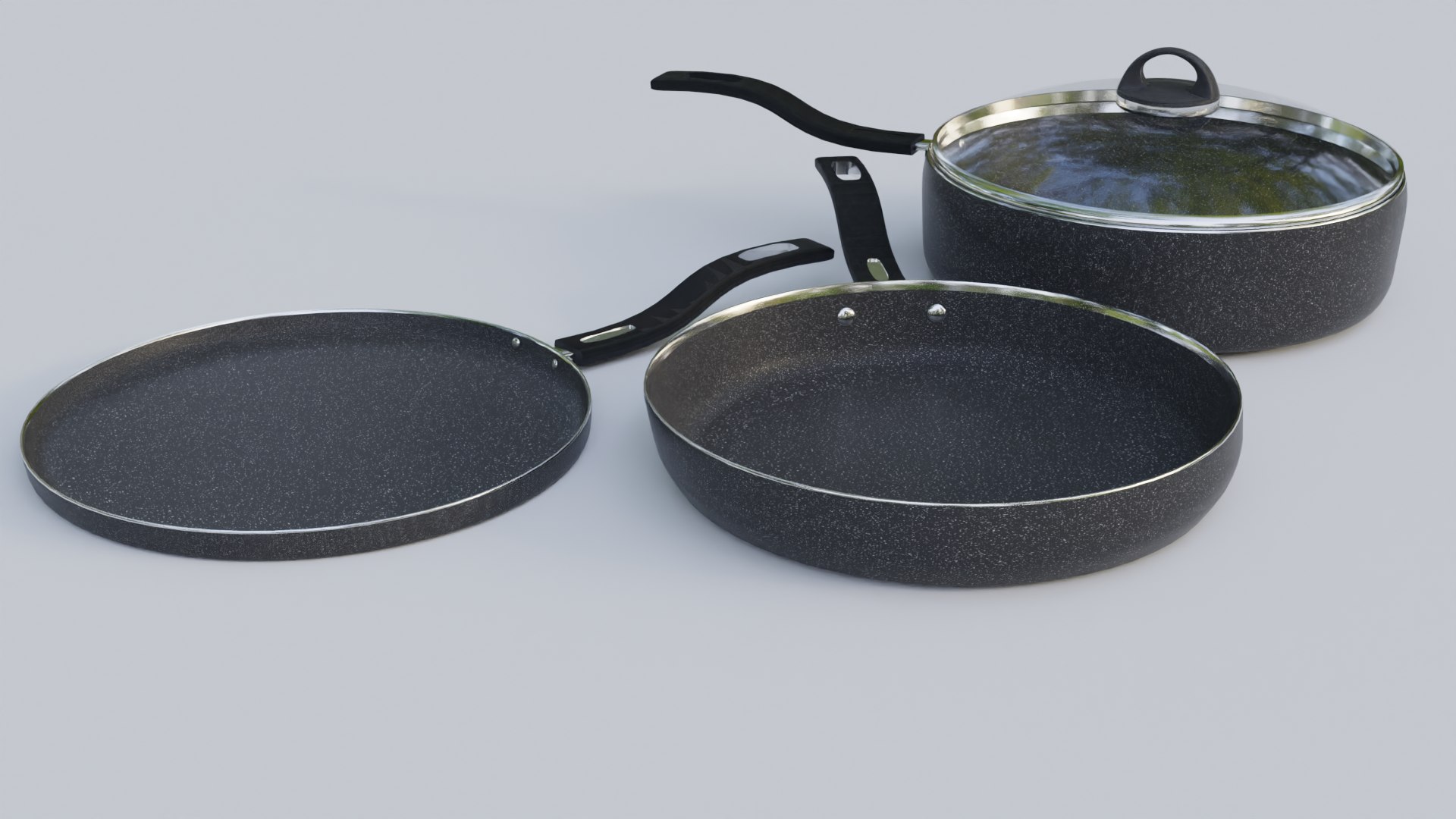 3D Set Of Frying Pan Model - TurboSquid 2317895
