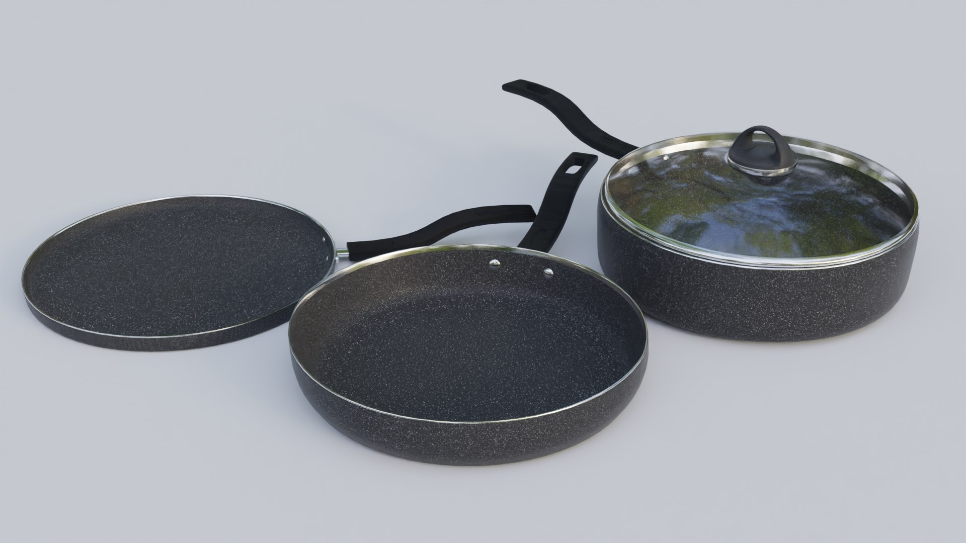 3D Set Of Frying Pan Model - TurboSquid 2317895