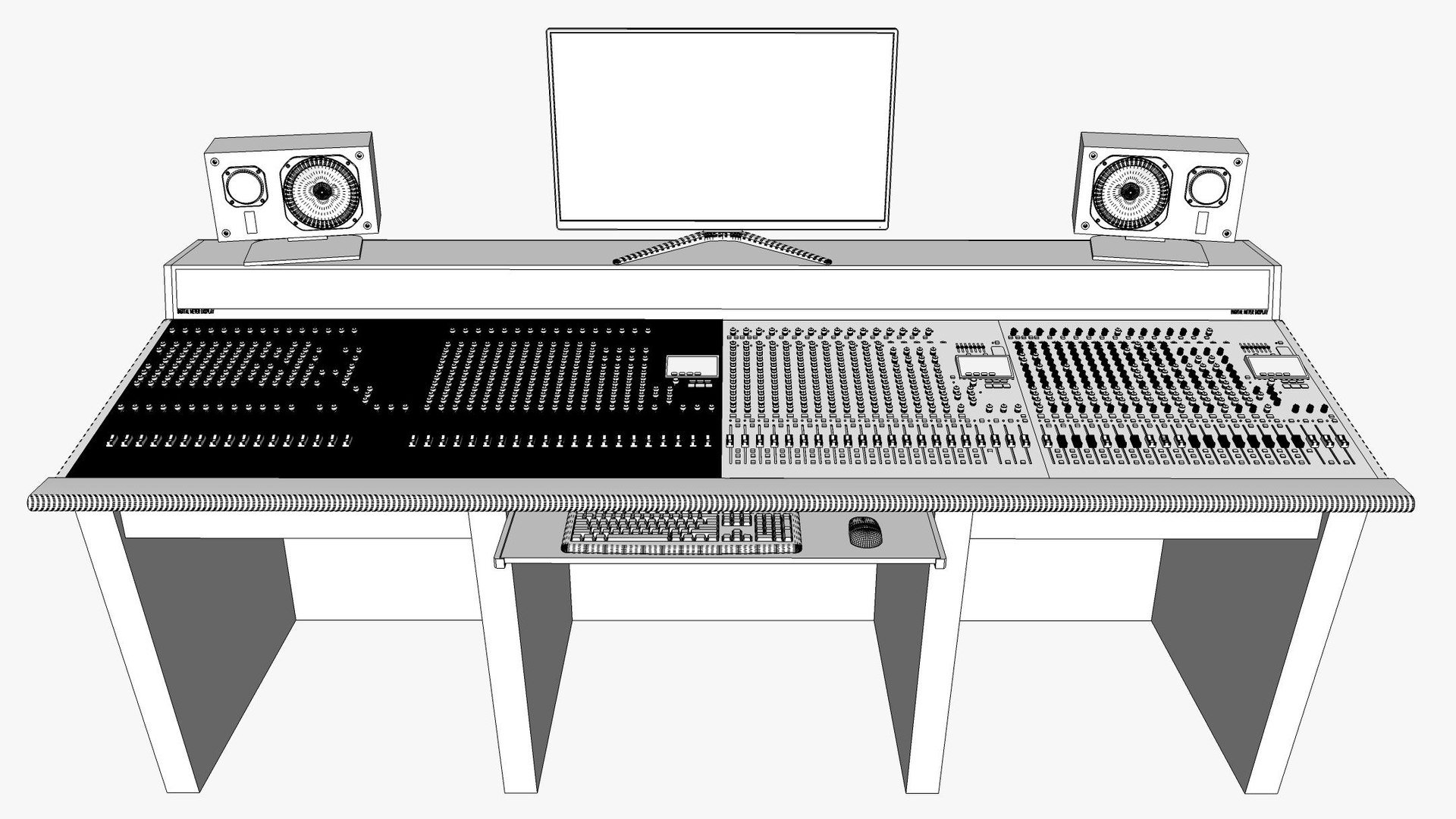 3D Recording Studio Mixing Desk With Monitors Model - TurboSquid 2275803