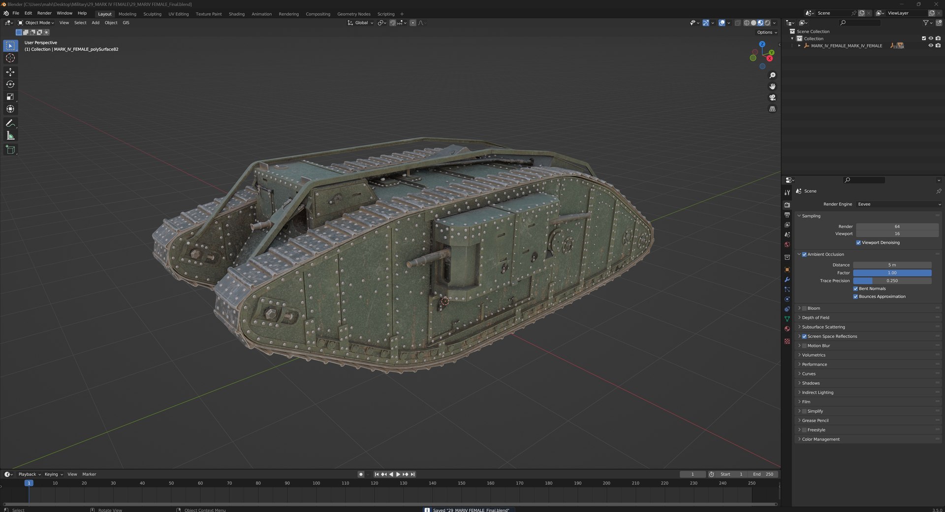 3D Mark IV Female Tank - TurboSquid 2241556