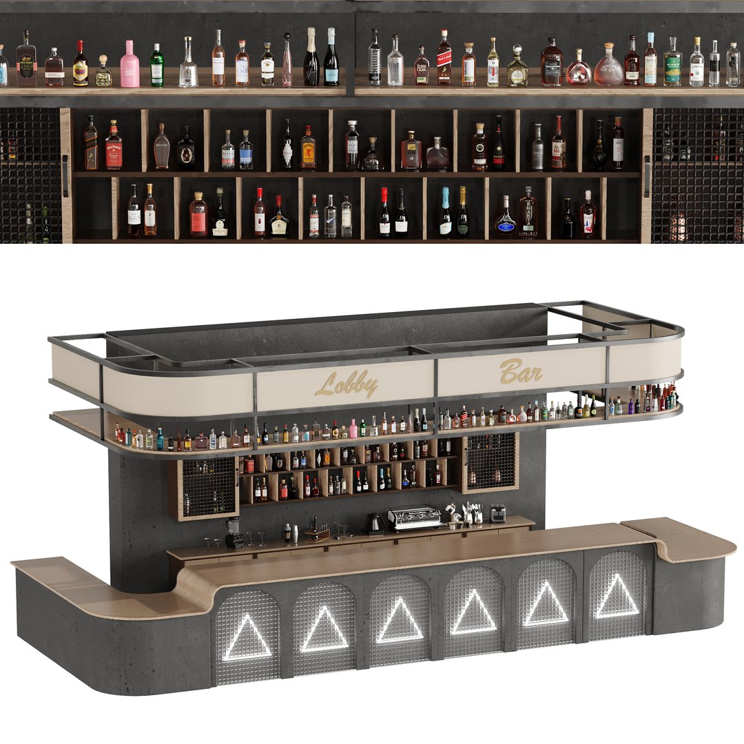 Bar 29 Lobby Bar 120 Bottles 3D - TurboSquid 2352254