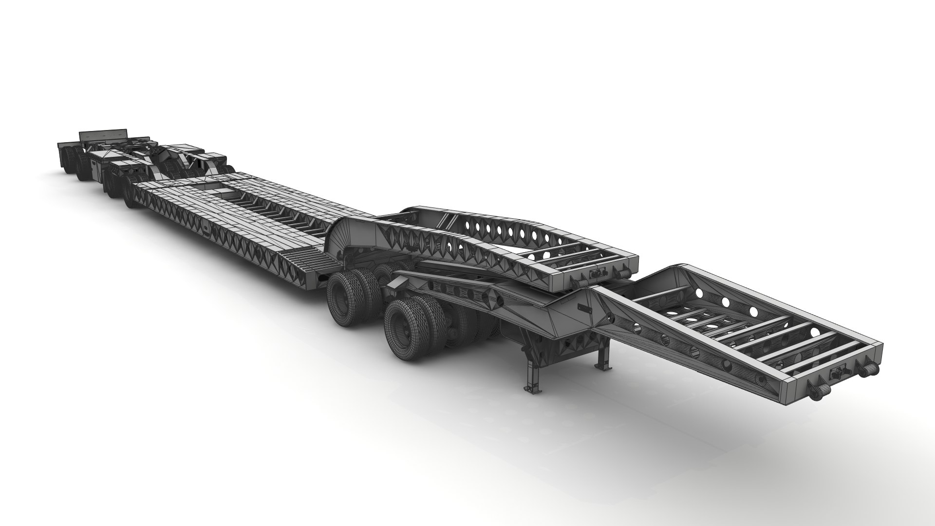 3D Cozad 80-85 Ton 9-Axle Stretch Deck Booster Trailer - TurboSquid 2083051