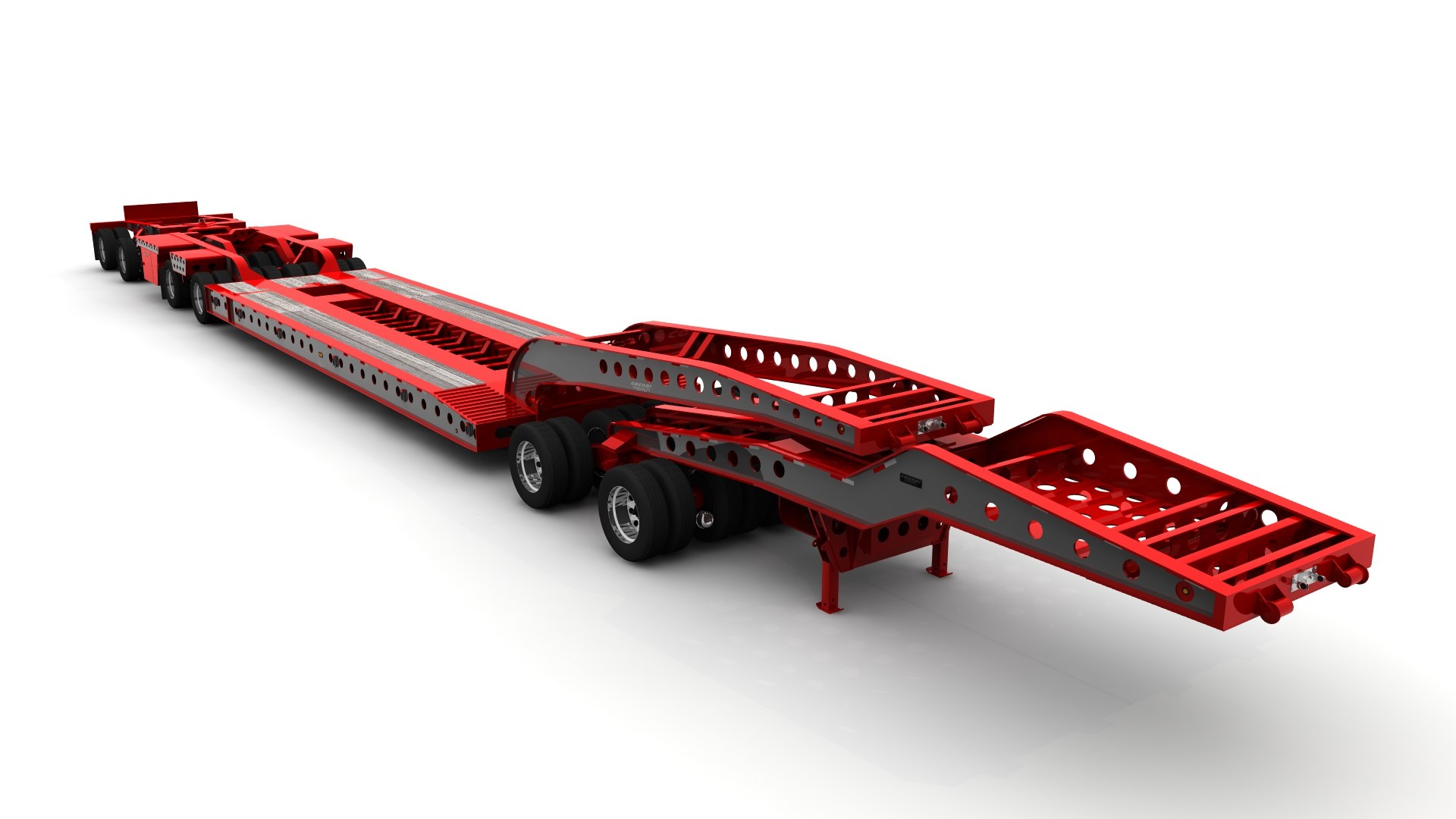 3D Cozad 80-85 Ton 9-Axle Stretch Deck Booster Trailer - TurboSquid 2083051