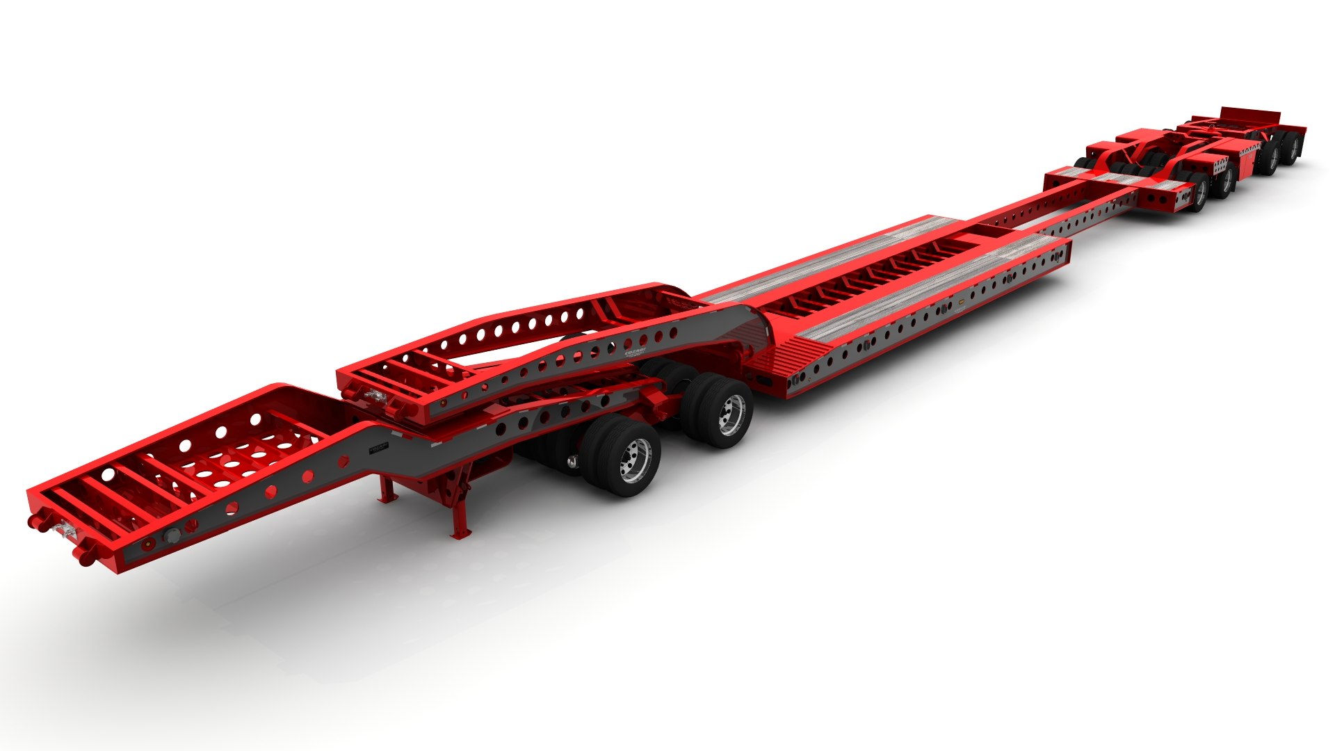 3D Cozad 80-85 Ton 9-Axle Stretch Deck Booster Trailer - TurboSquid 2083051