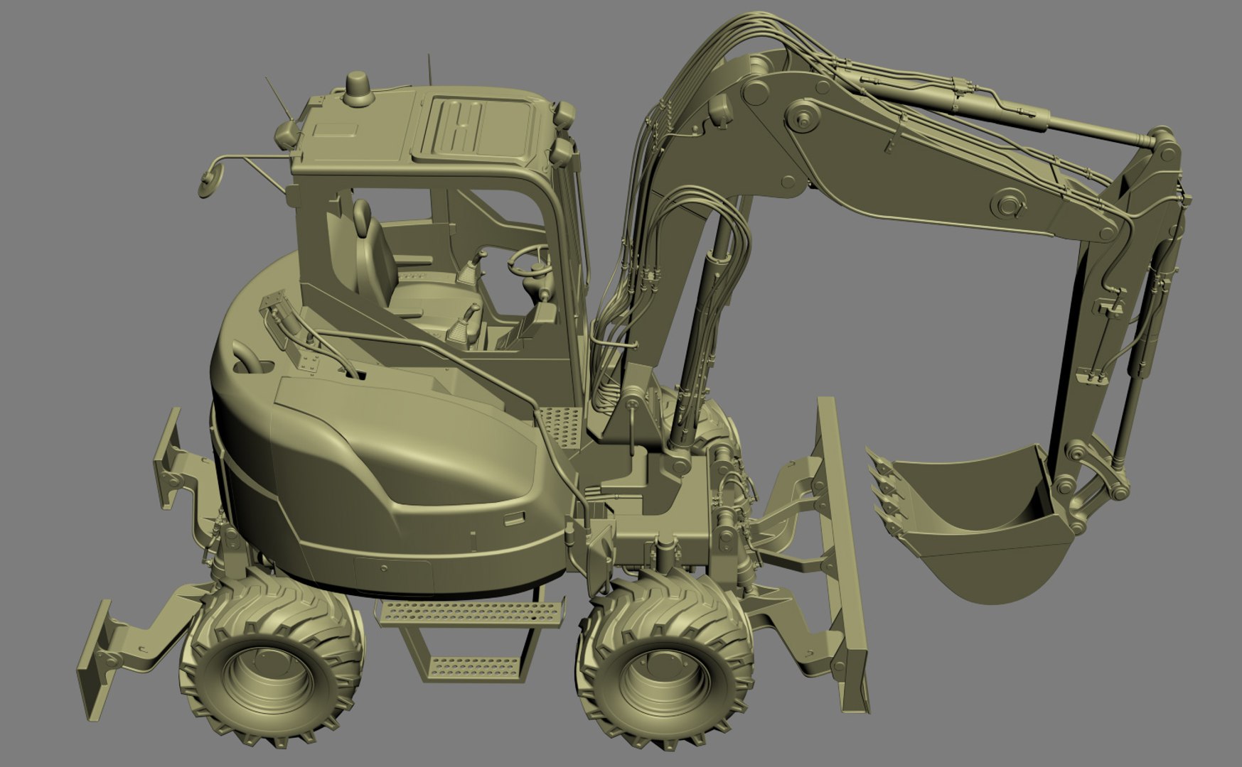 3D Wheeled Mini Excavator Generic - TurboSquid 2041646