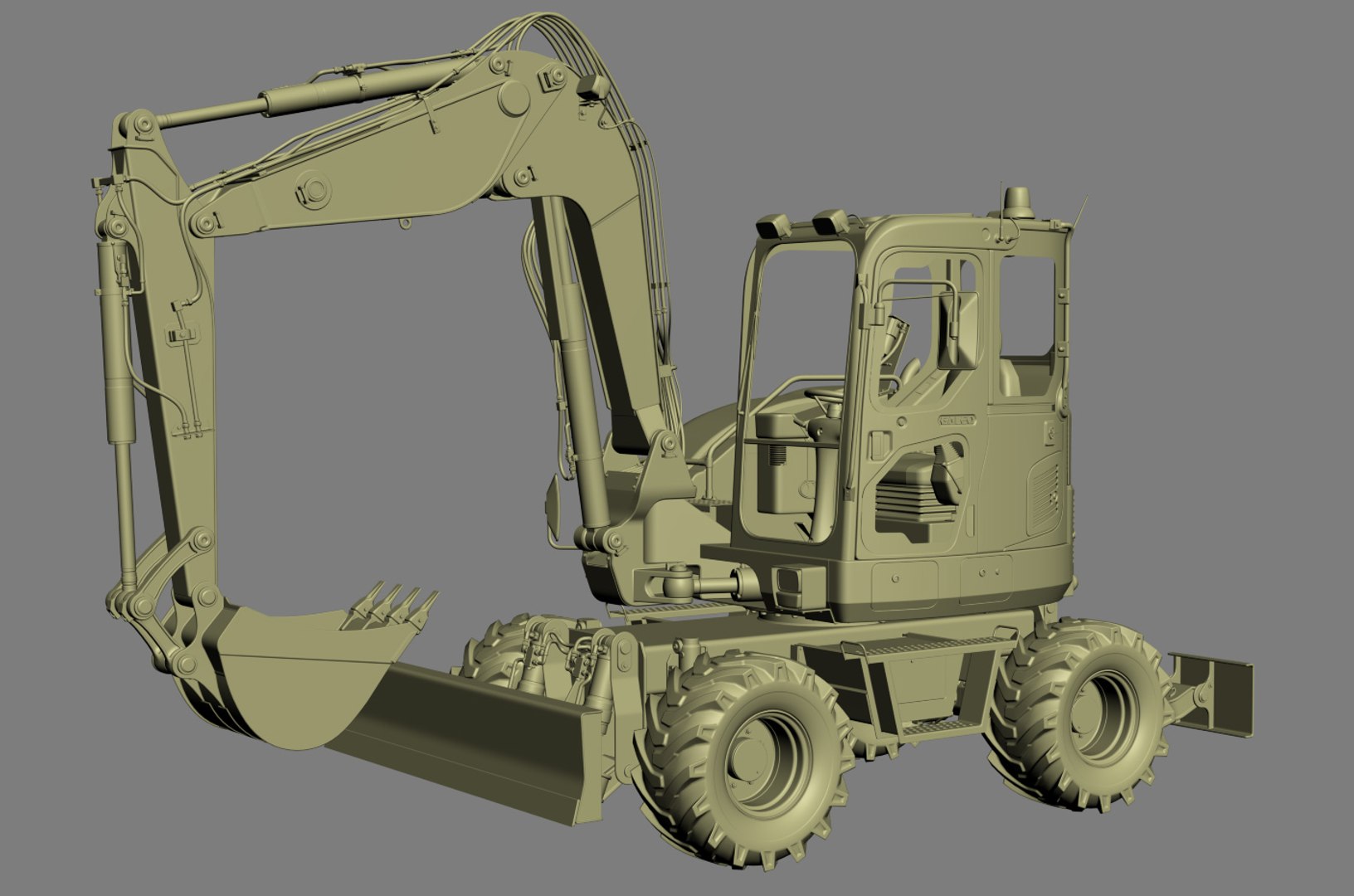 3D Wheeled Mini Excavator Generic - TurboSquid 2041646