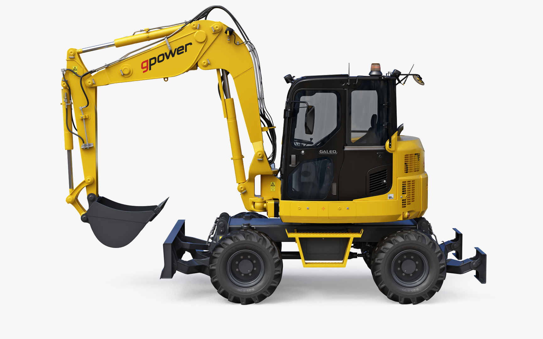 3D Wheeled Mini Excavator Generic - TurboSquid 2041646