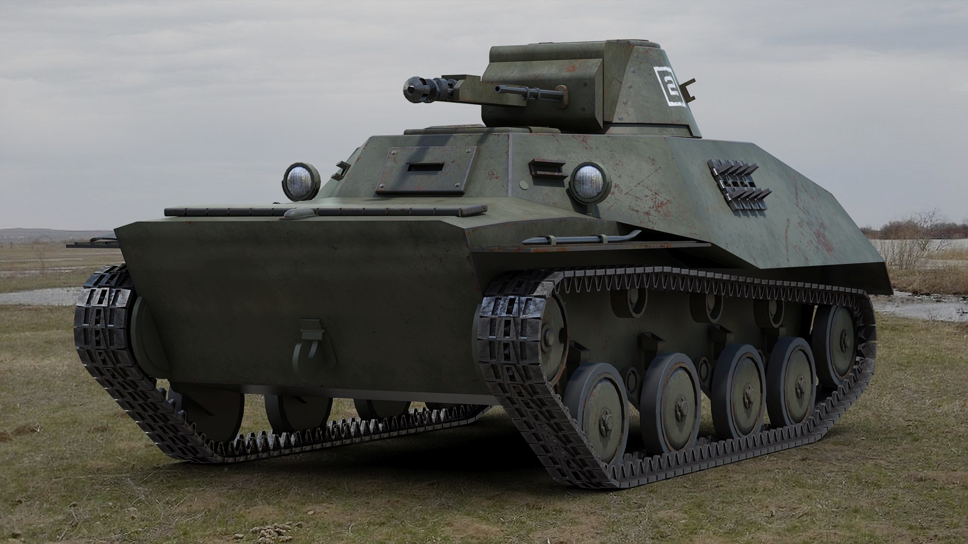 3D Ww2 Amphibious T40 Tank Track Model - TurboSquid 1632797