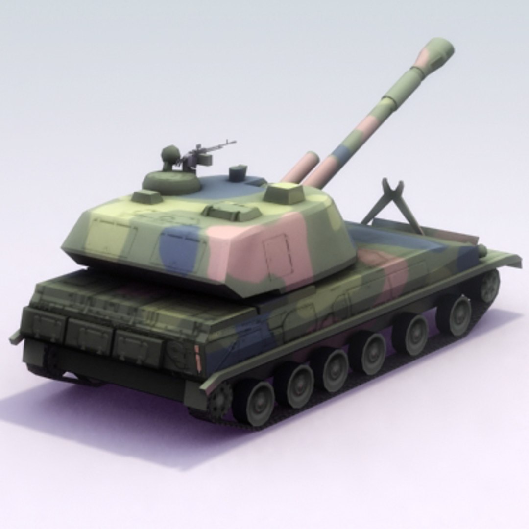 2s3 Akatsiya Tank 3d Model