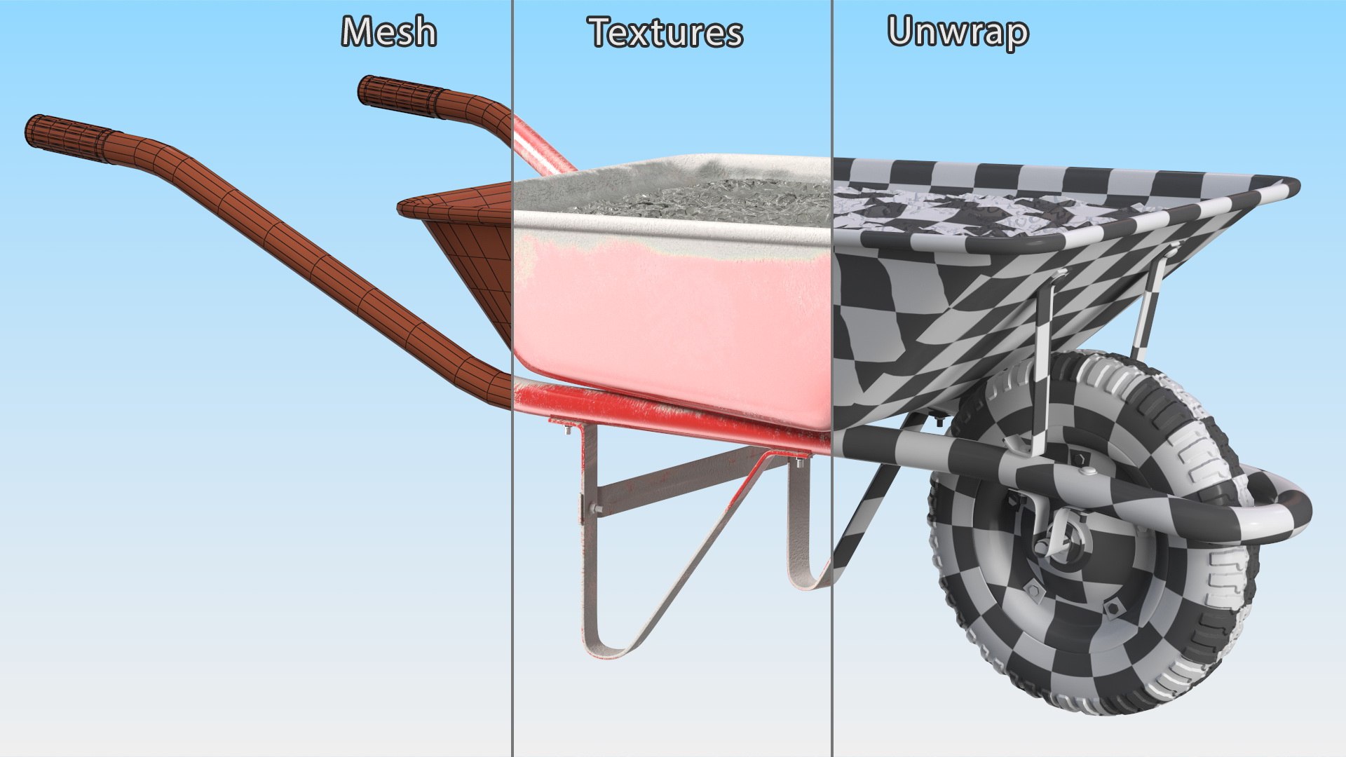 Wheelbarrow With Cement Red 3D Model - TurboSquid 2169059