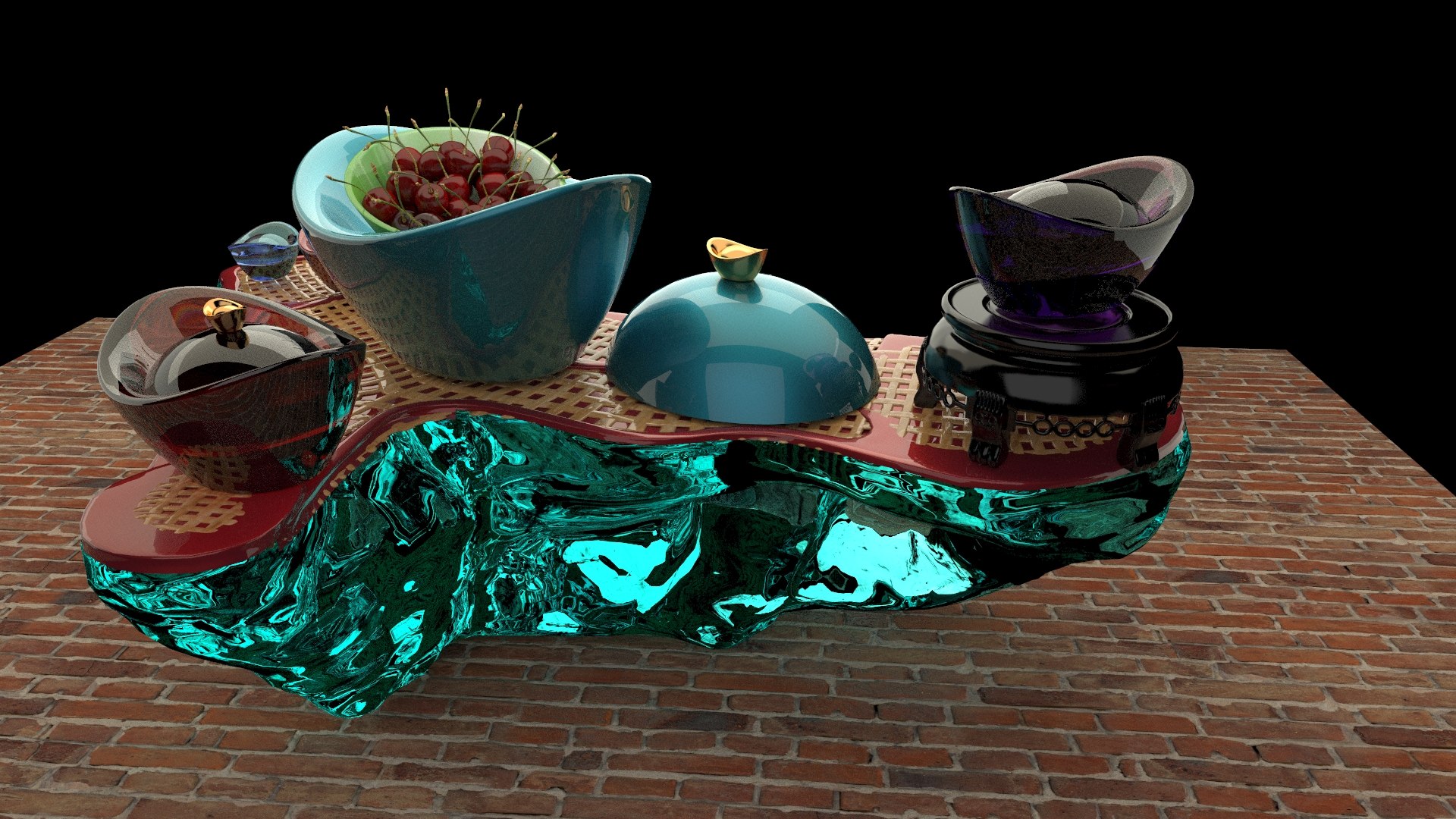 3D Chinese gold Ingot and cheery model - TurboSquid 2150359