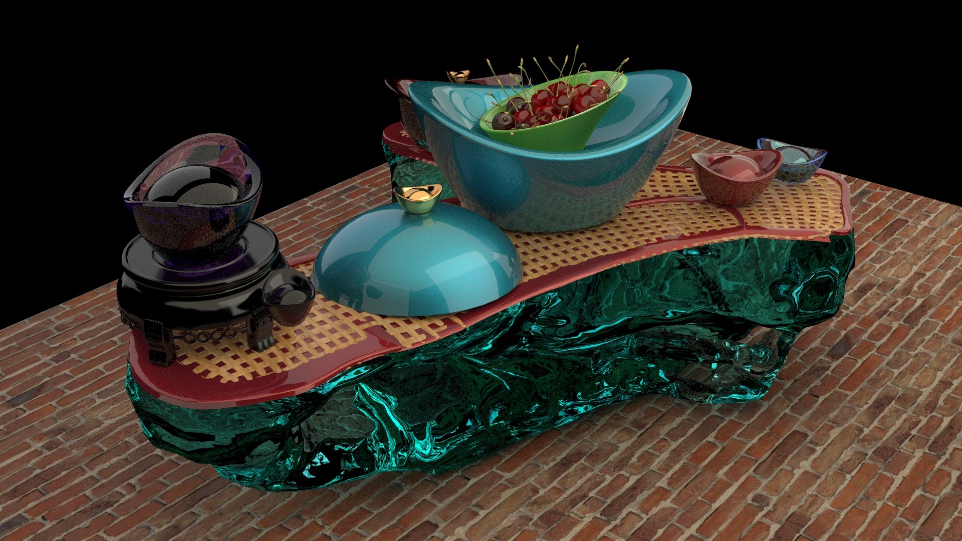 3D Chinese gold Ingot and cheery model - TurboSquid 2150359