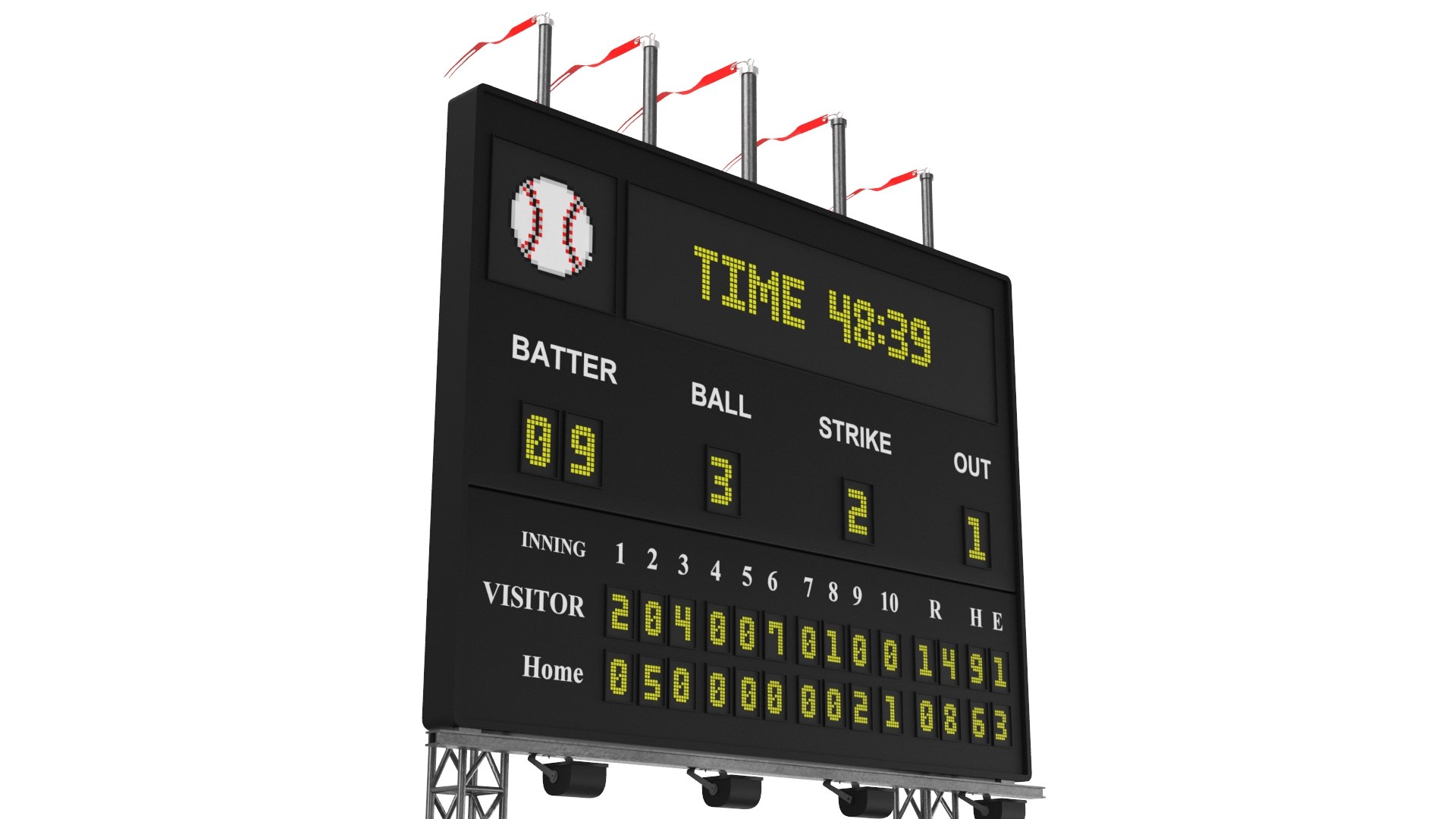 Real Baseball Scoreboard Board Model - TurboSquid 1453319