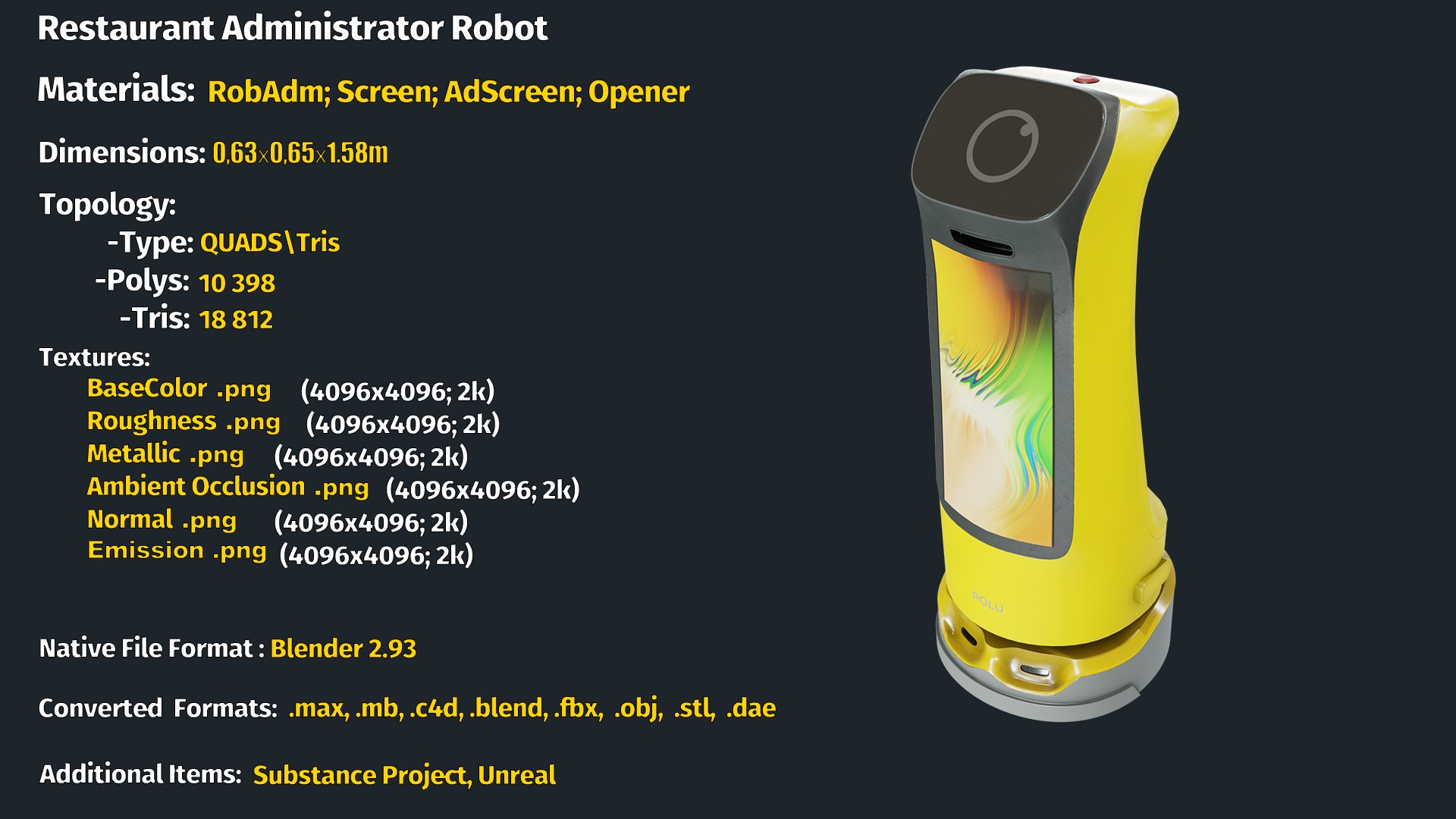 3D Restaurant Administrator Robot - TurboSquid 1803155