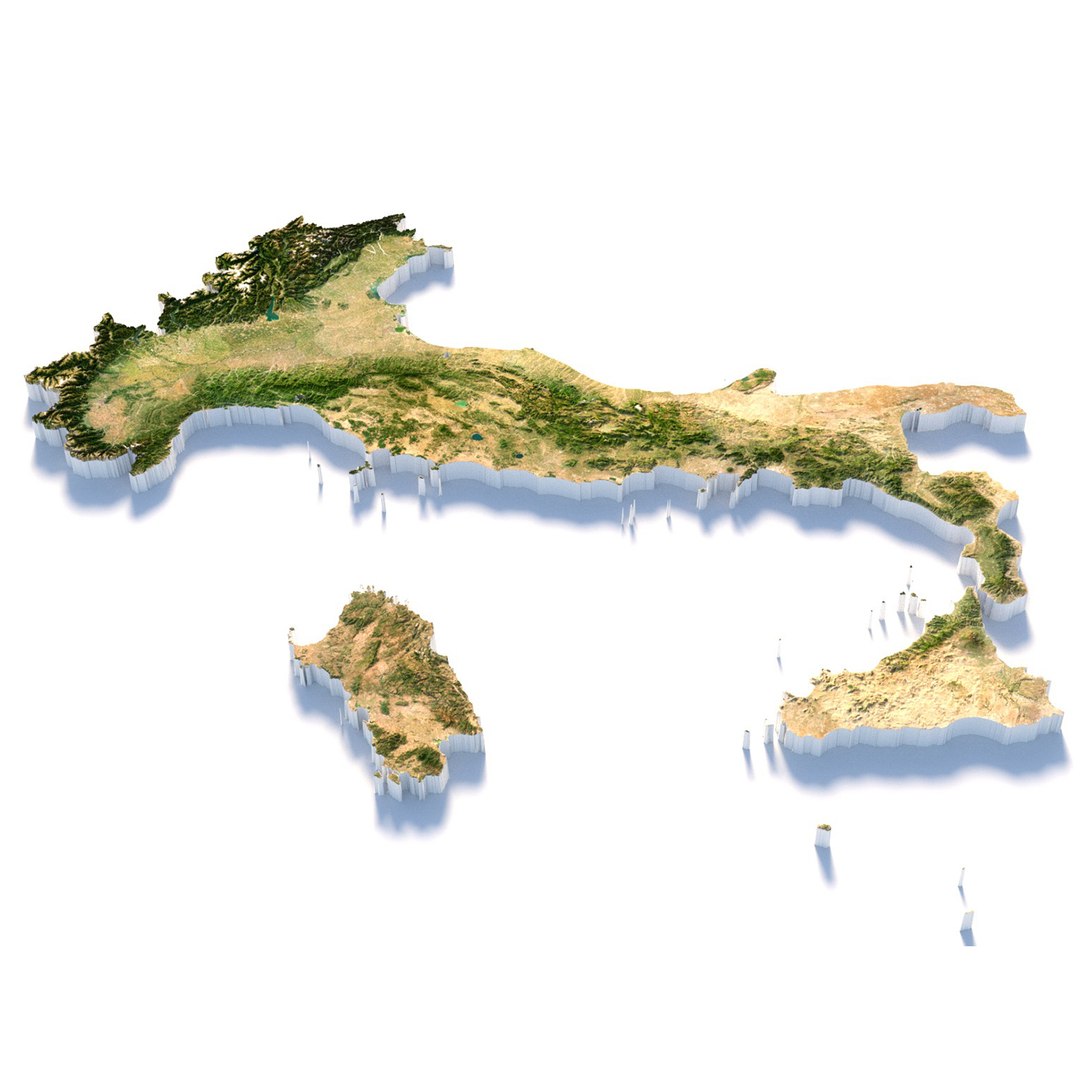 Italy Terrain Map 3D Model - TurboSquid 2336195