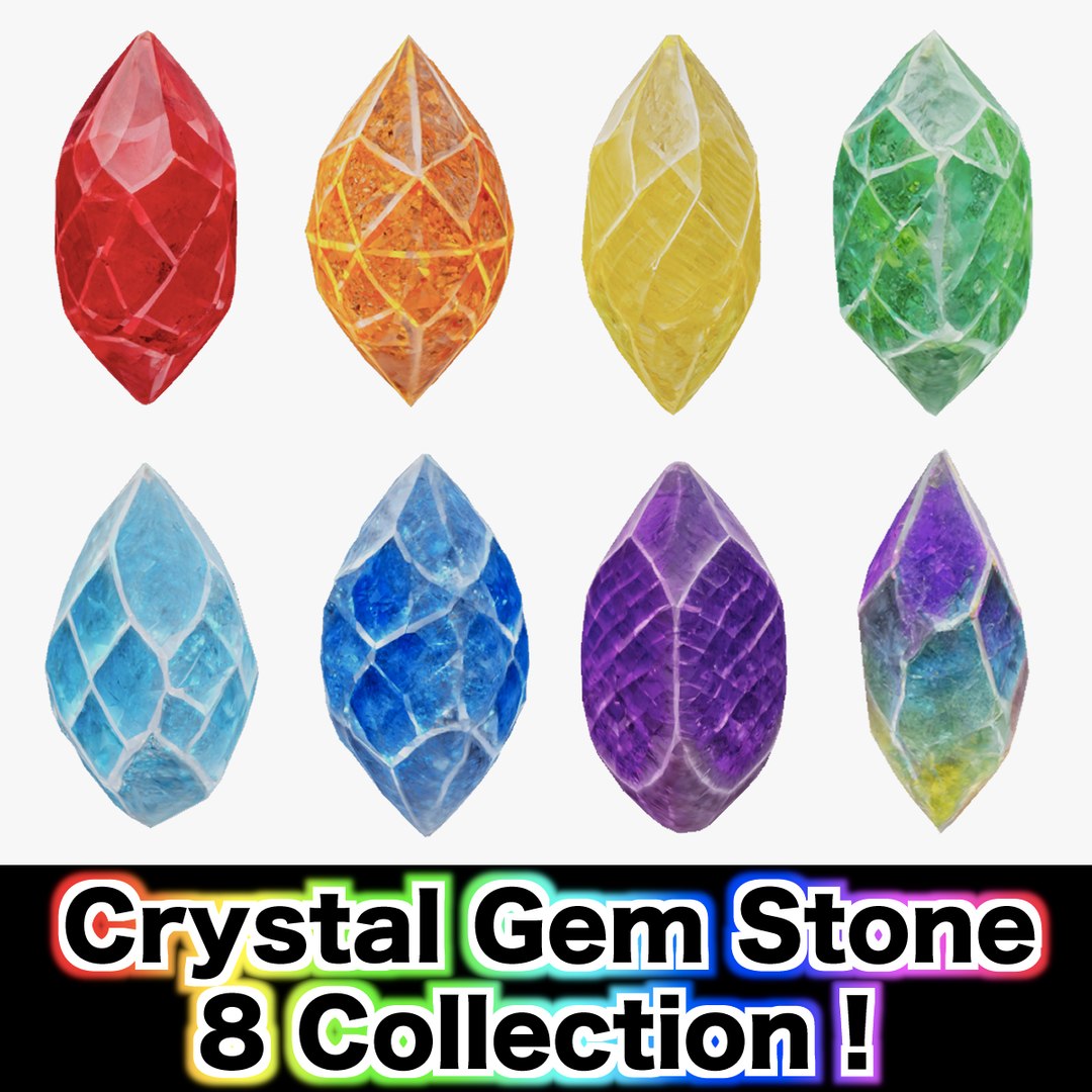 Crystal Gem Stone 8 Collection - LowPoly 3D Model - TurboSquid 2269318