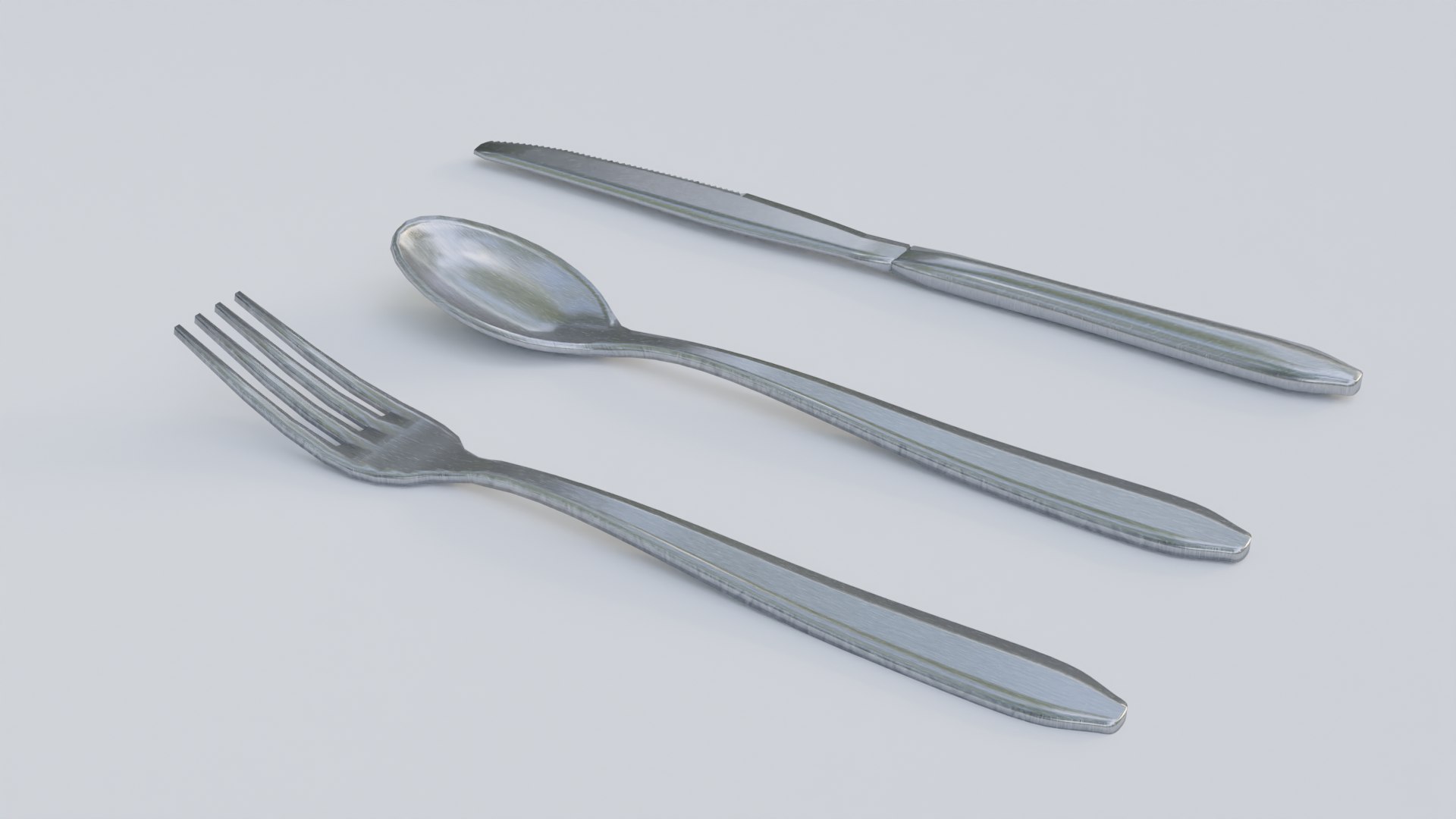3D Model Basic Silverware Cutlery Set - TurboSquid 1989799