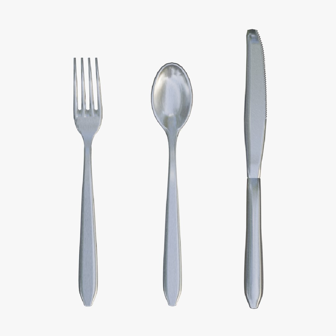 3D Model Basic Silverware Cutlery Set - TurboSquid 1989799