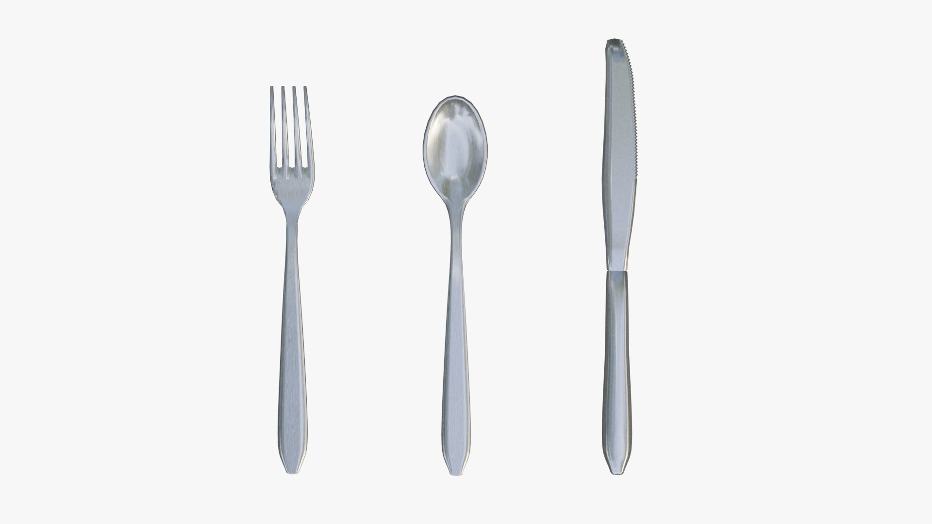 3D Model Basic Silverware Cutlery Set - TurboSquid 1989799