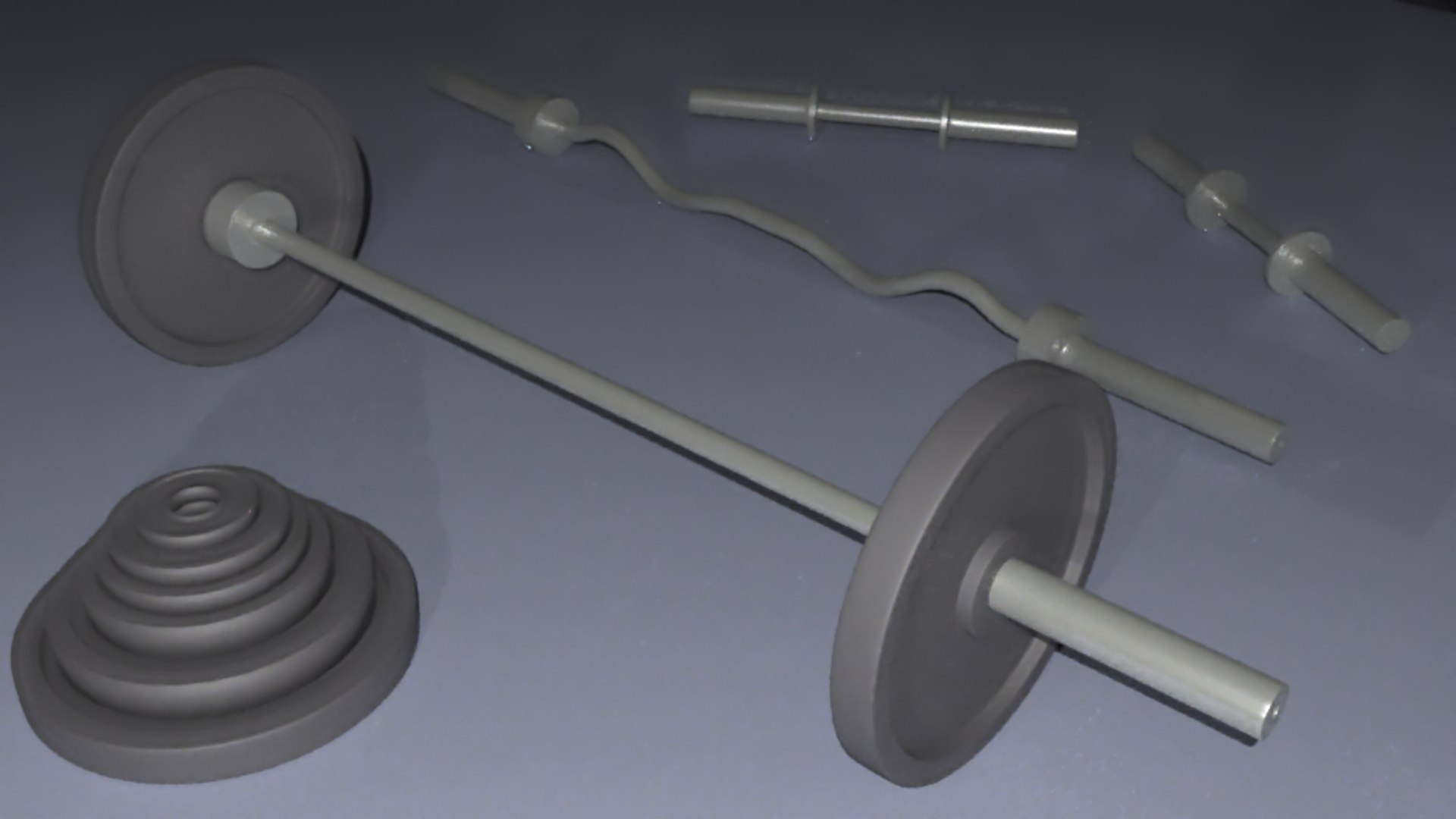 Basic Set Olympic Weights 3d 3ds