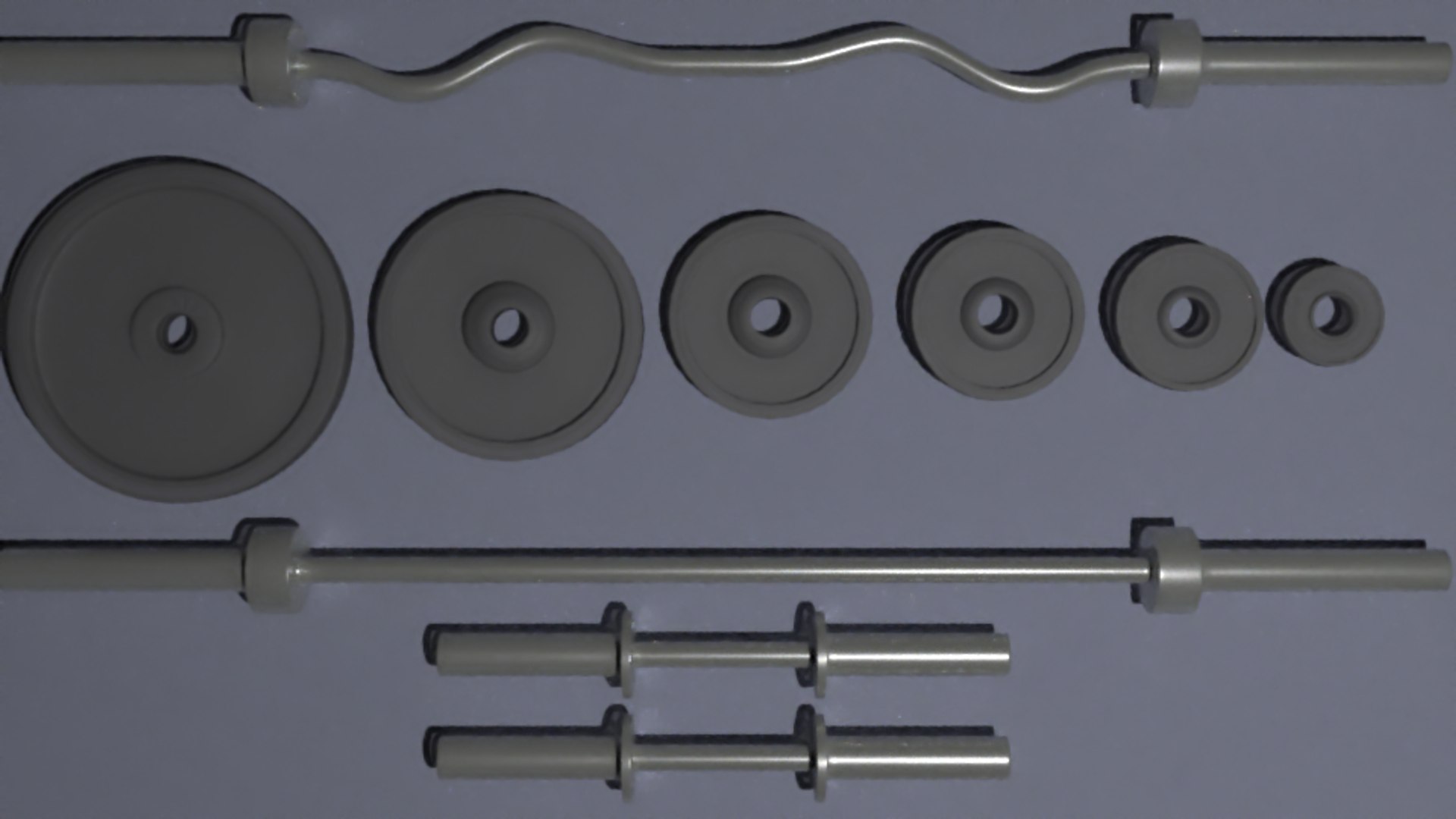 Basic Set Olympic Weights 3d 3ds