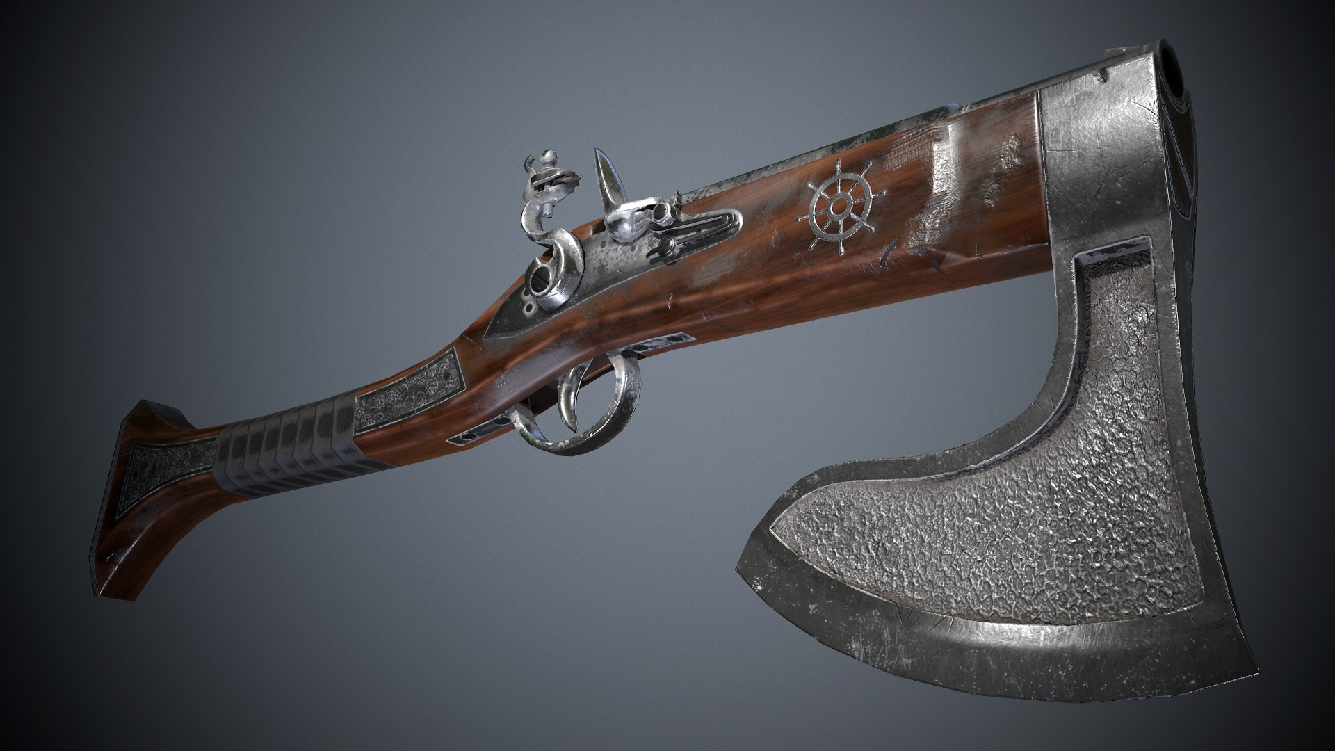 Flintlock Axe-gun - 3d Model
