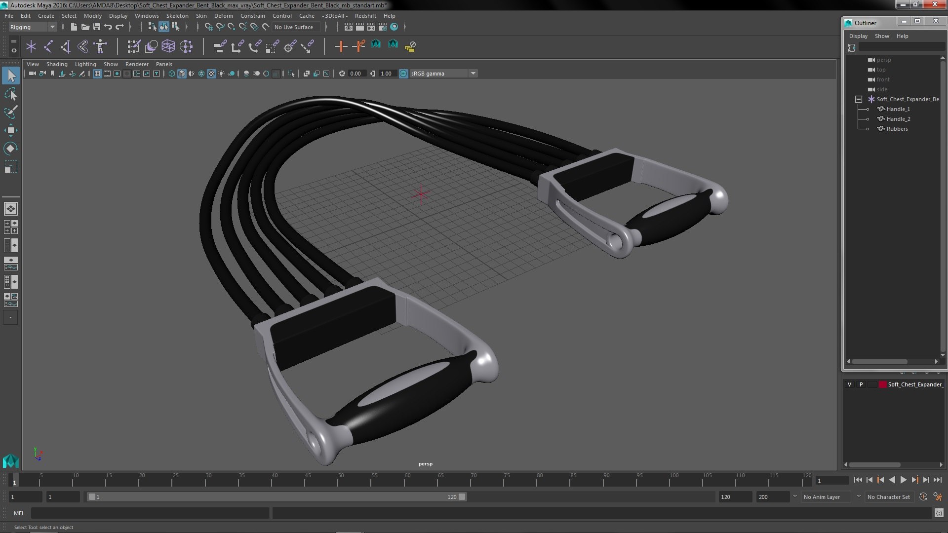 Soft Chest Expander Bent Black model - TurboSquid 2015358
