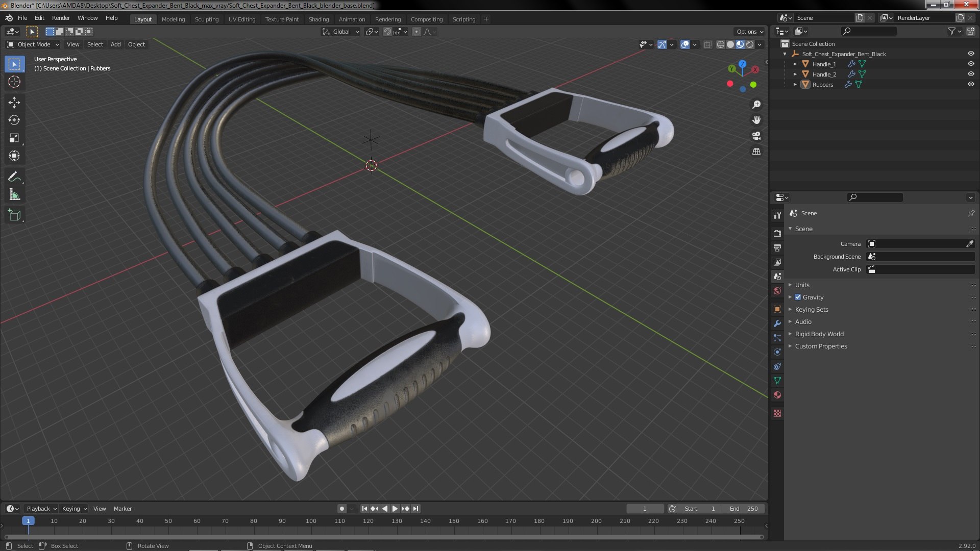 Soft Chest Expander Bent Black model - TurboSquid 2015358