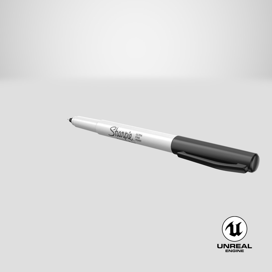 Thin-sharpie-marker---branded-cap-off 3D Model - TurboSquid 1312467