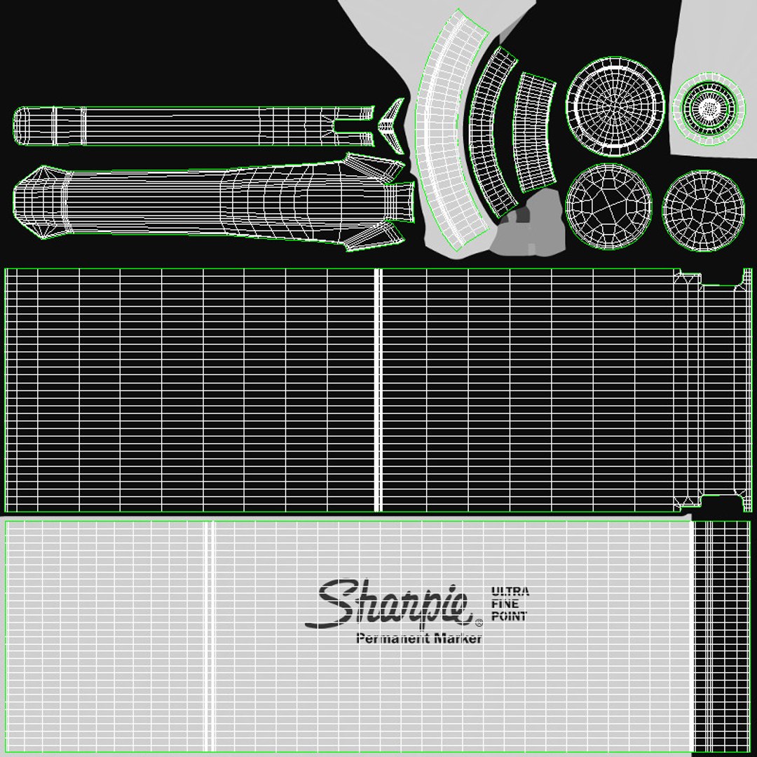 Thin-sharpie-marker---branded-cap-off 3D Model - TurboSquid 1312467