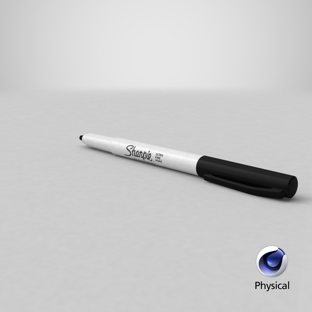 Thin-sharpie-marker---branded-cap-off 3D Model - TurboSquid 1312467