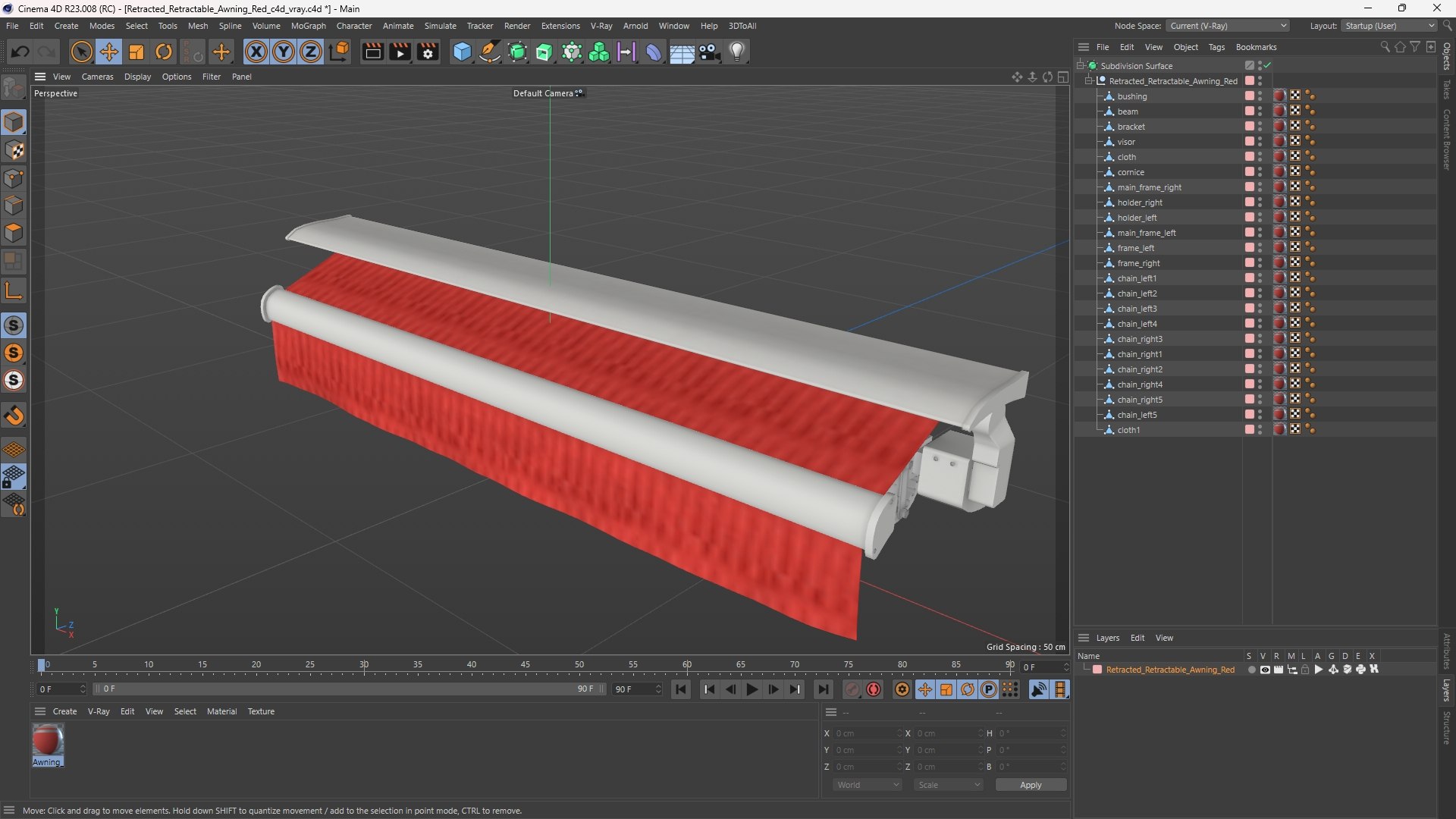 Retracted Retractable Awning Red 3D Model - TurboSquid 2518805