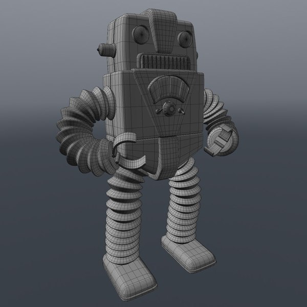 3d model fifties retro robot