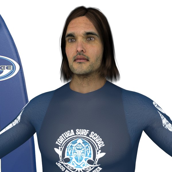 3D surfer surfing man model - TurboSquid 1282765